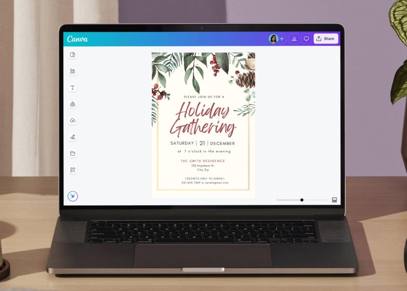 Holiday Gathering Invitation | Editable Christmas Party Template ...