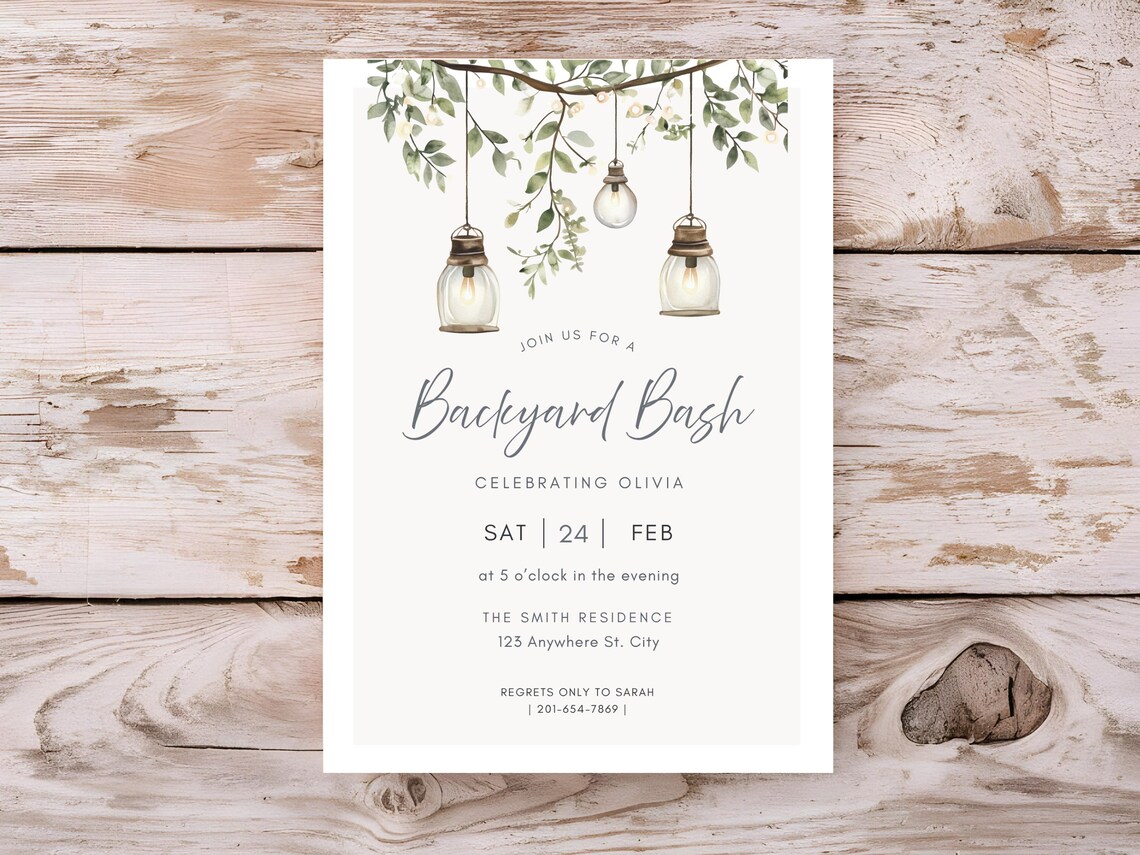 Digital Backyard Bash Invitation | Couple's Bridal Shower | Rustic ...