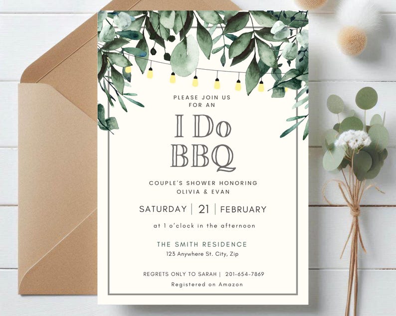 Editable BBQ Couple's Shower Invitation: Joint Wedding Celebration ...