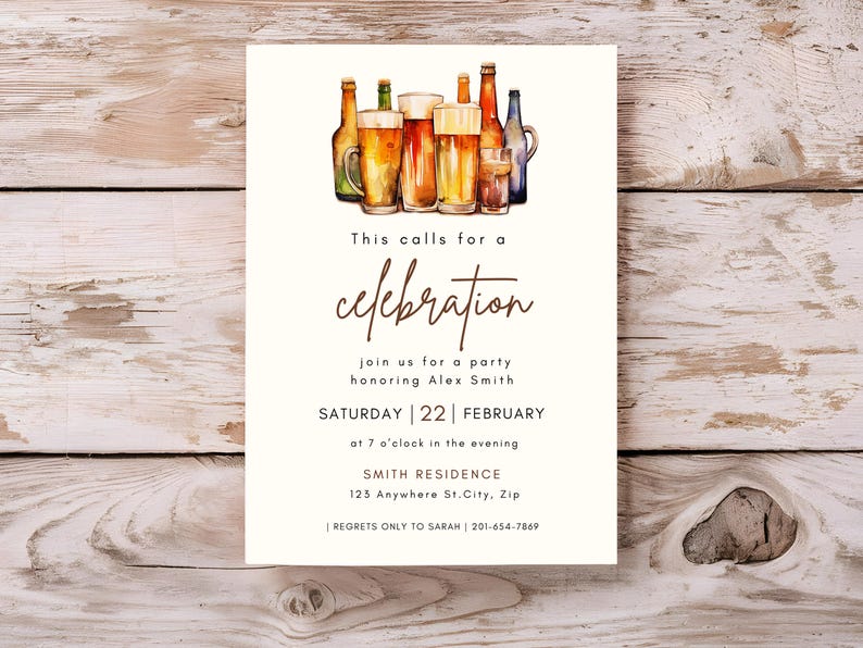 Beer Birthday Invitation: Guy Celebration Party (digital Template) - Etsy