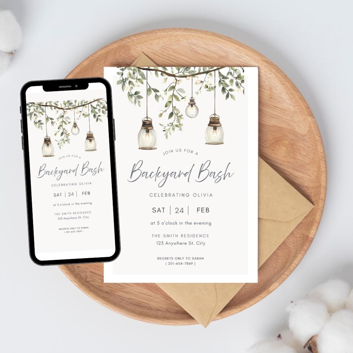 Digital Backyard Bash Invitation | Couple's Bridal Shower | Rustic ...
