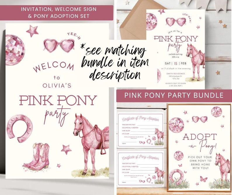 Pink Pony Birthday Party Invitation: Western Rodeo Cowgirl Party ...