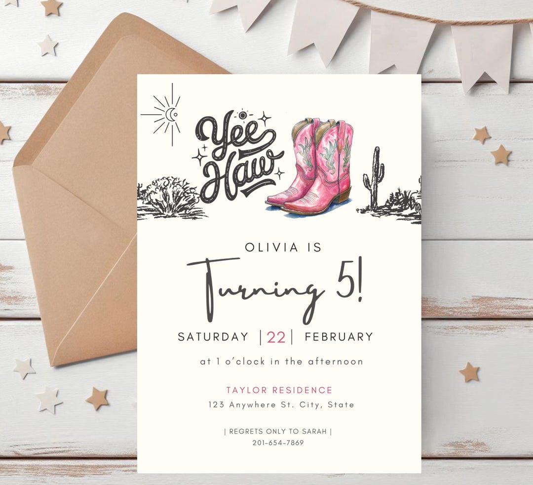Country Western Cowgirl Birthday Invitation | Editable Digital Rodeo ...