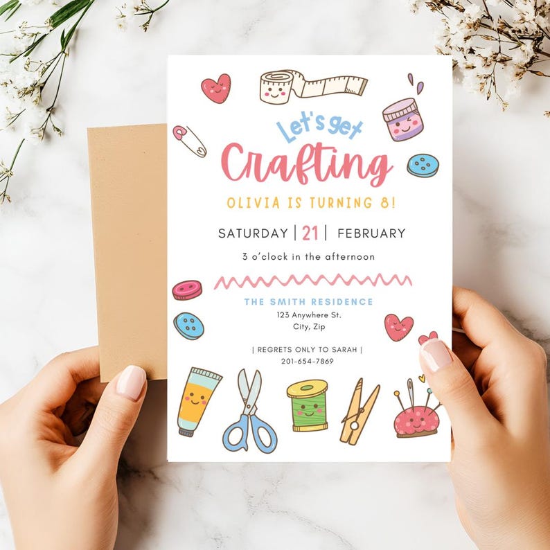 DIY Crafting Birthday Party Invitation Template: Editable Digital ...