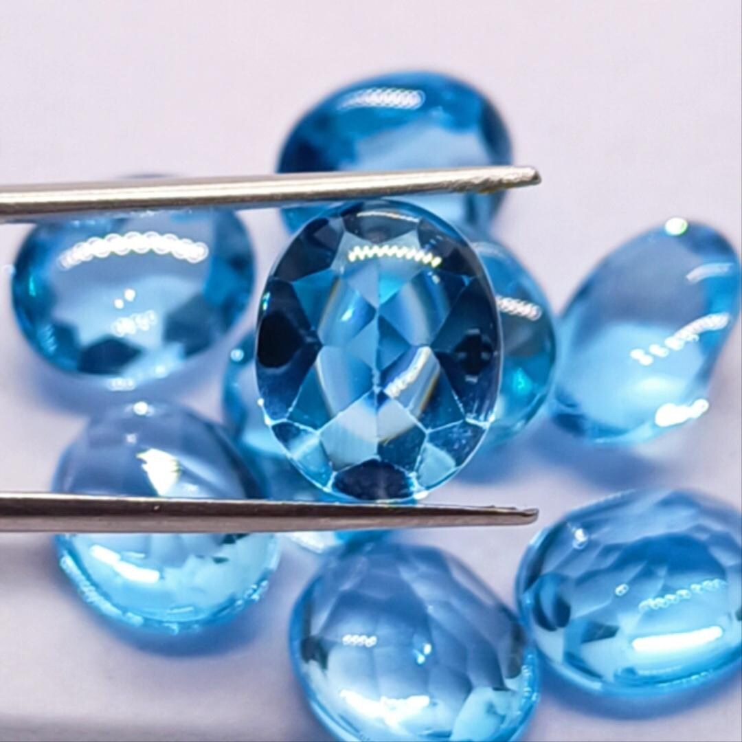 Swiss Blue Topaz Oval Buff Top Cut SIZE 9x11mm Loose Stones High ...