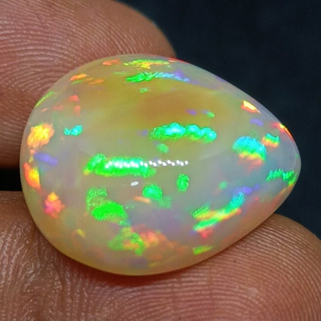Ethiopian Opal Multi Fire, Pear Cabochon ,aaahigh Quality Opal,unique ...