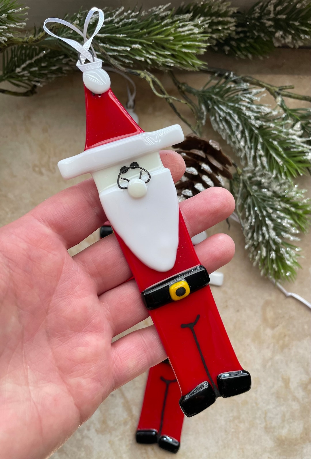 Fused Glass Santa Ornament - Etsy