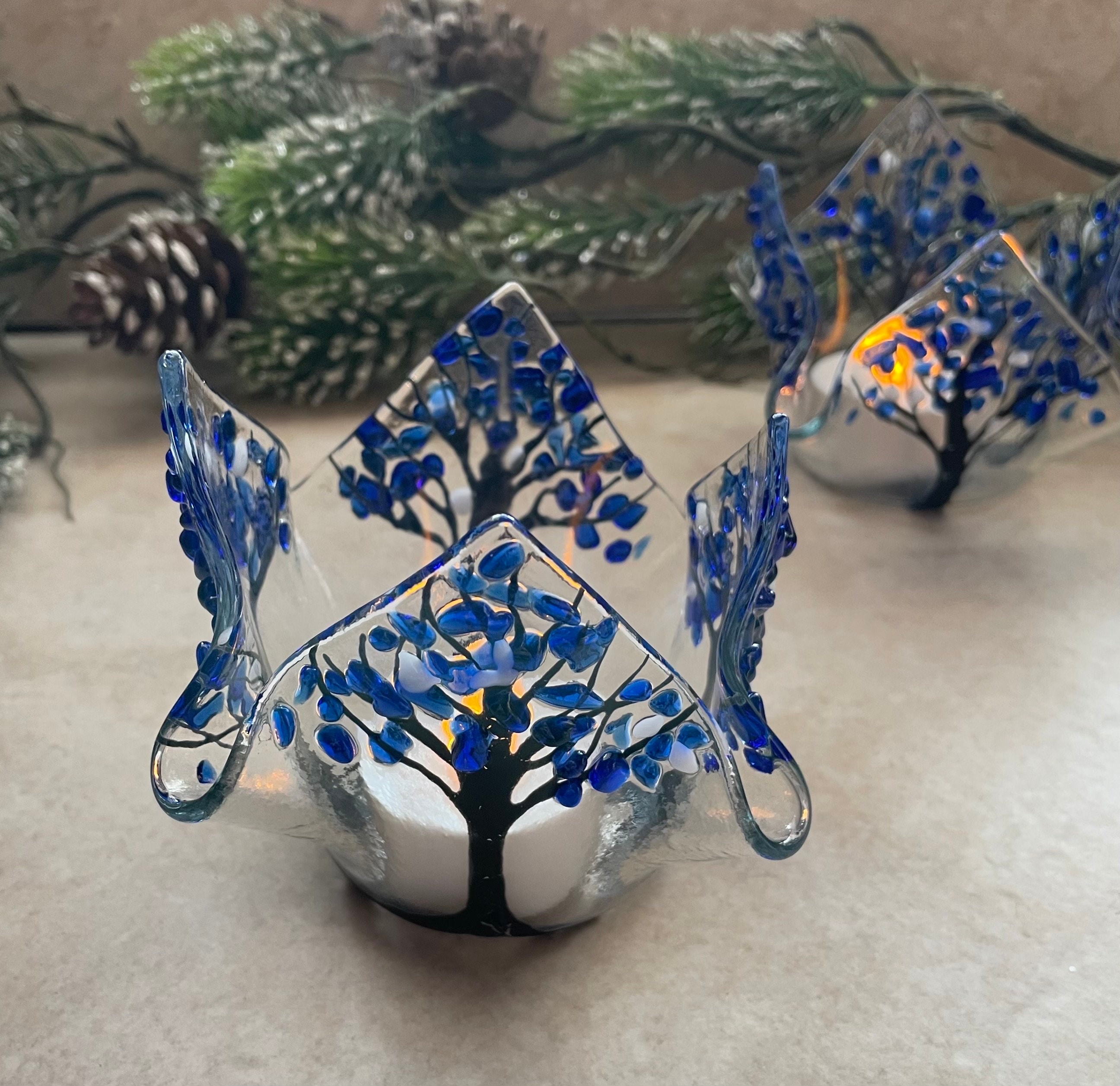 Fused Glass Tea Light Holder Tree of Life Votive Holder - Etsy