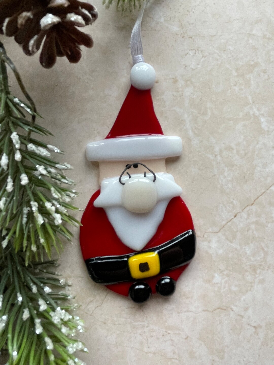 Fused Glass Santa Ornament - Etsy