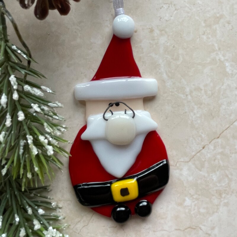 Fused Glass Santa Ornament - Etsy