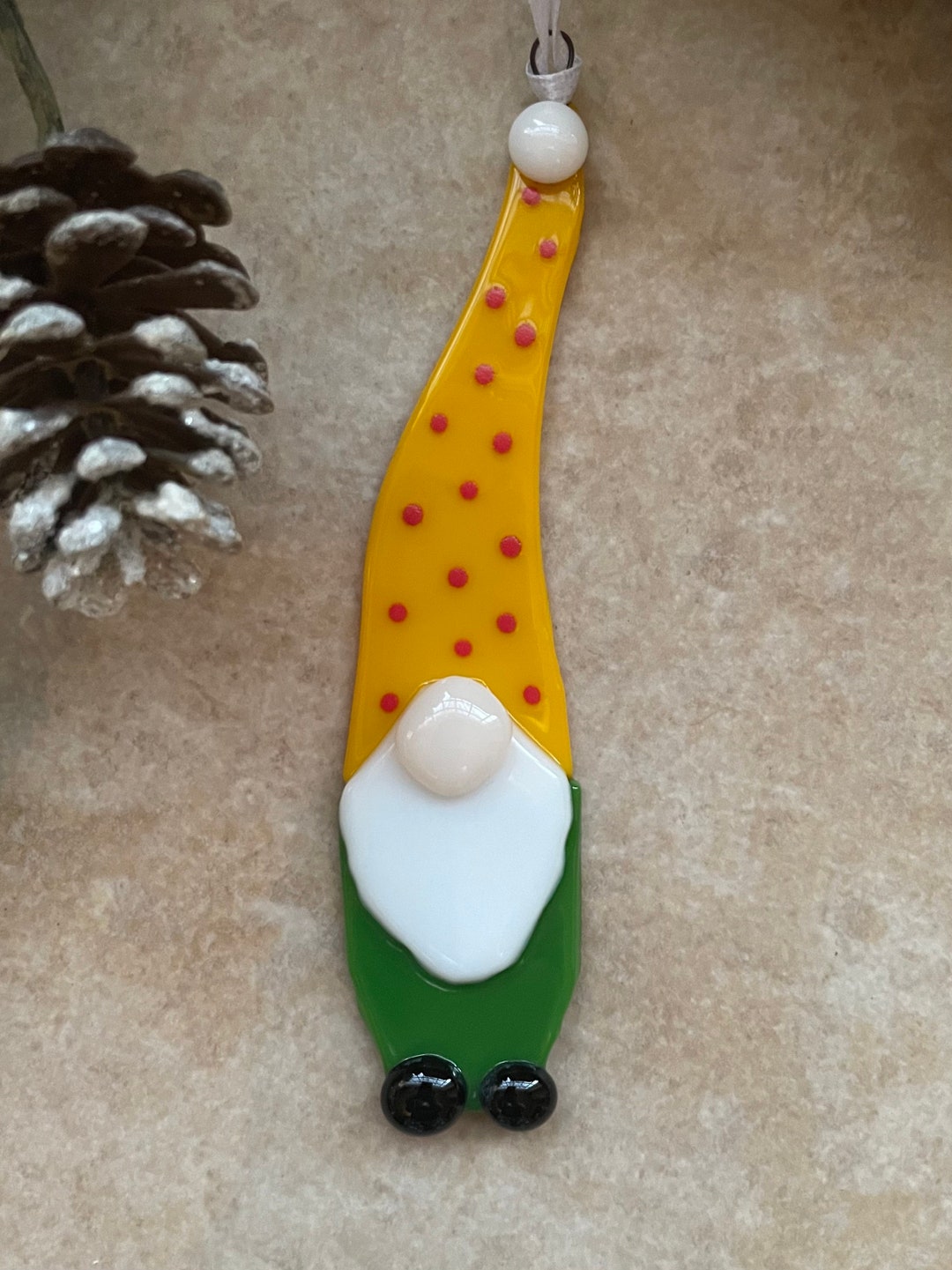 Fused Glass Gnome Christmas Ornament - Etsy