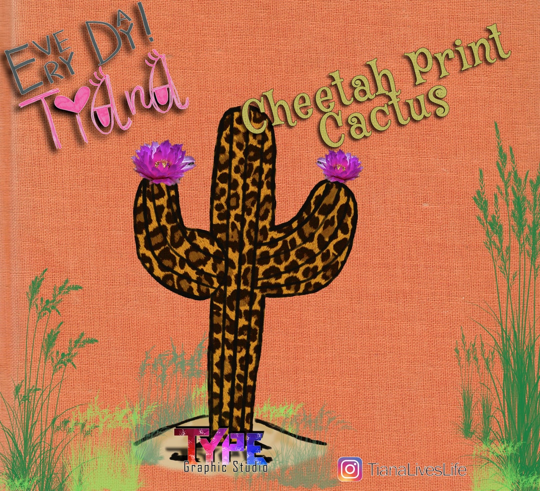 Cheetah Cactus Design- Transfer -digital Image Png Instant Download for ...