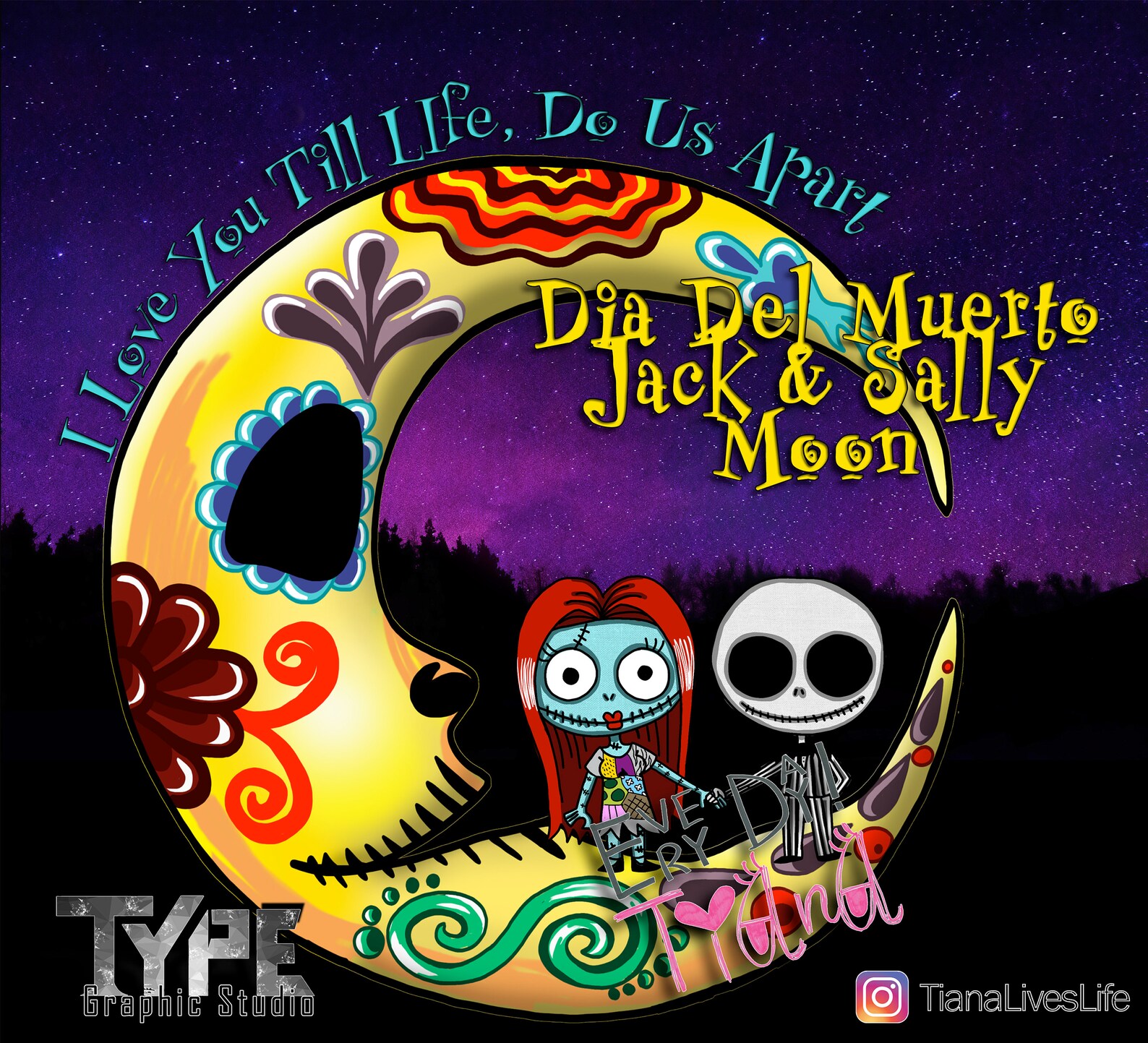 Jack & Sally Moon Graphic Design- Transfer -digital Image Png Instant ...