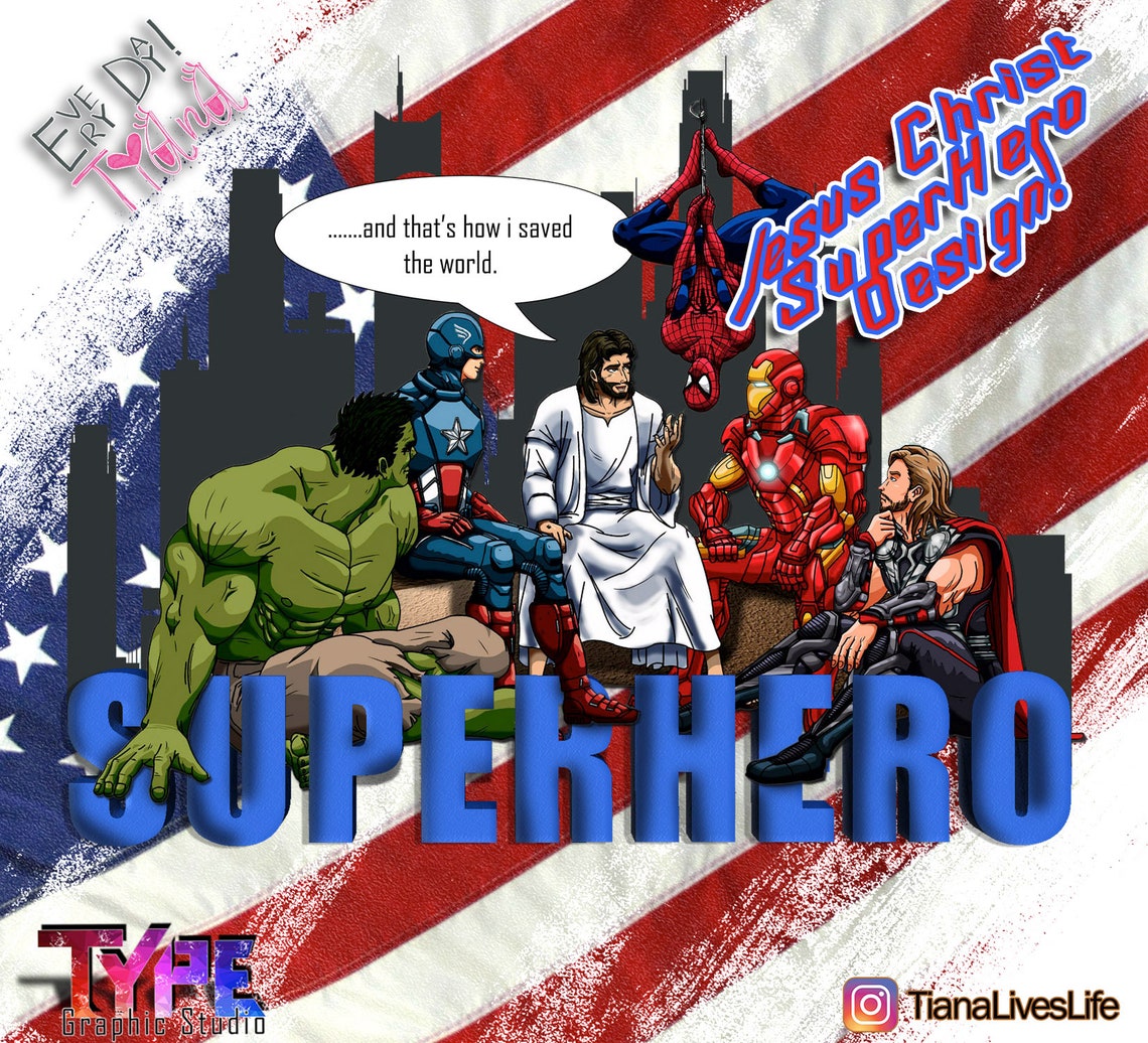 Jesus Superhero Avengers Design Transfer digital Image Png - Etsy