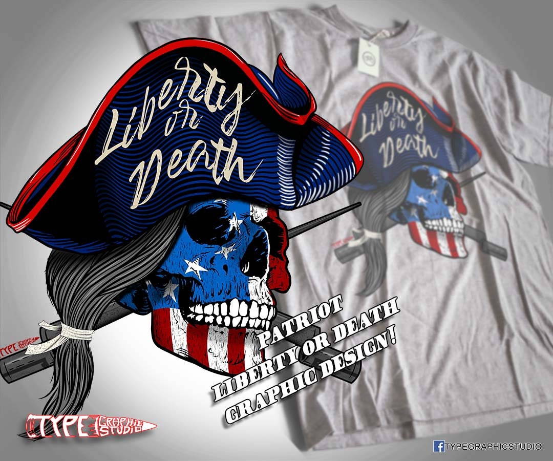 Liberty or Death Defiant Skull 1776 Grunge Design- Transfer -digital ...