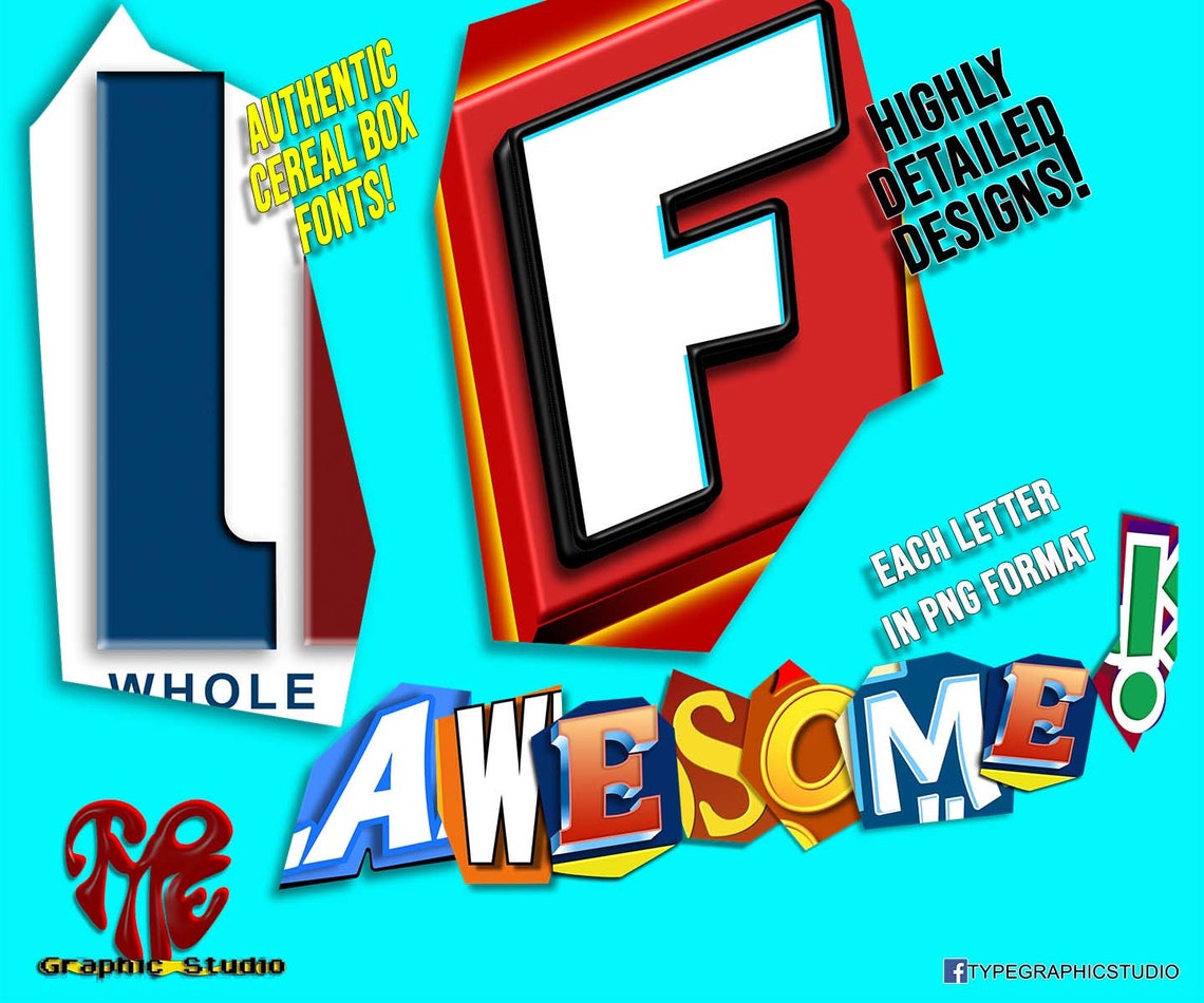 Cereal Box Alphabet Letters Digital Image Png Instant - Etsy