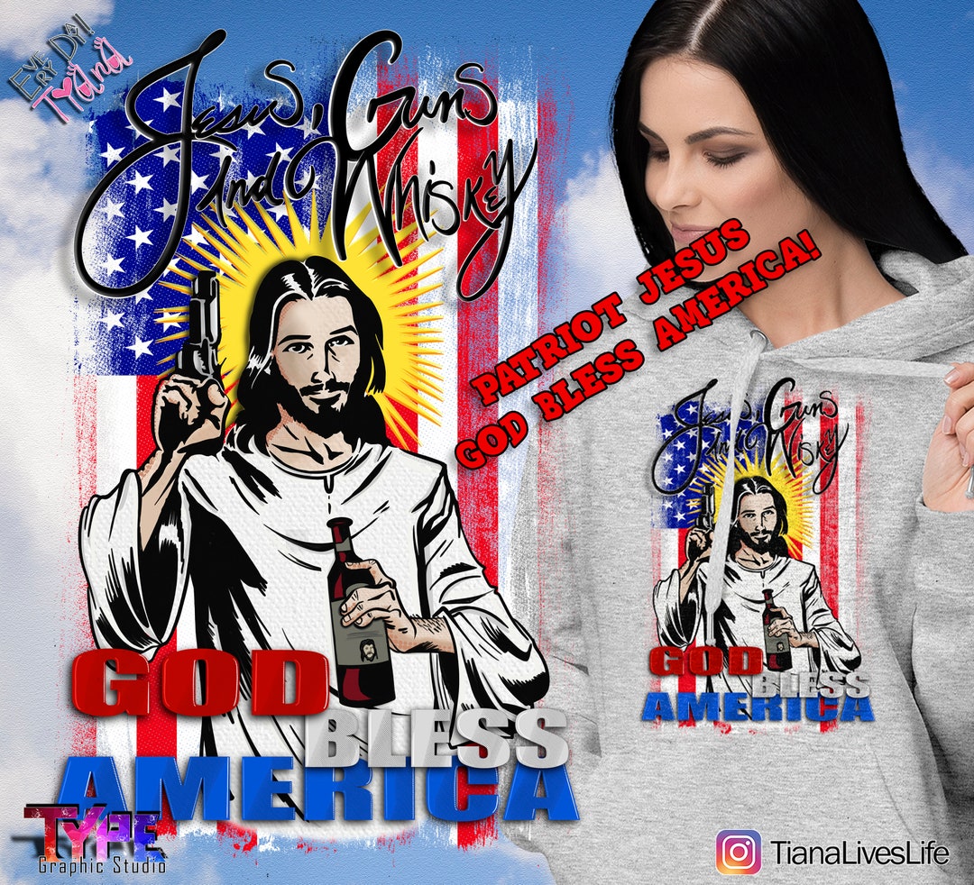 Patriot Jesus God Bless America Design- Transfer -digital Image Png ...
