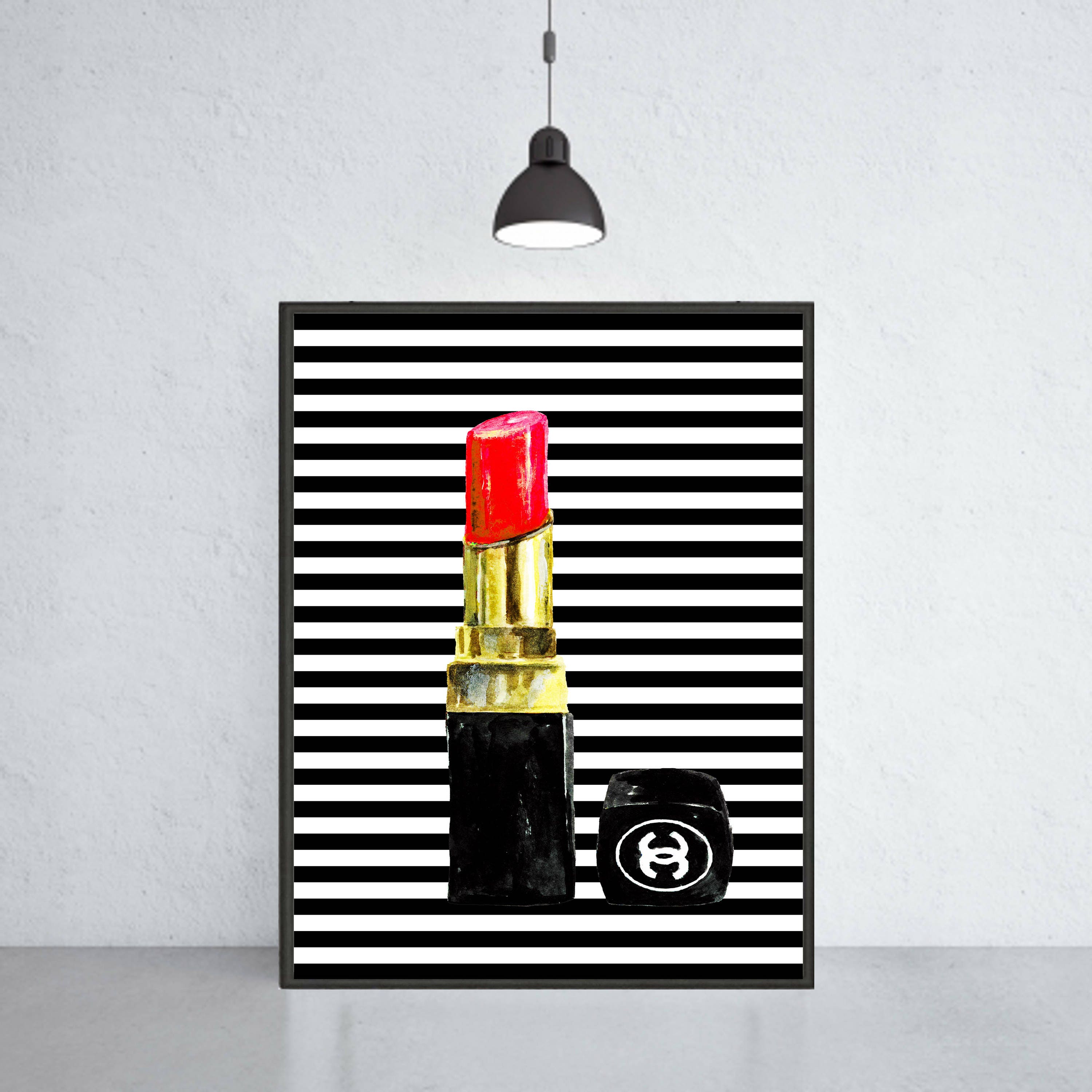 Rouge à lèvres Chanel affiche poster Chanel Chanel aquarelle | Etsy