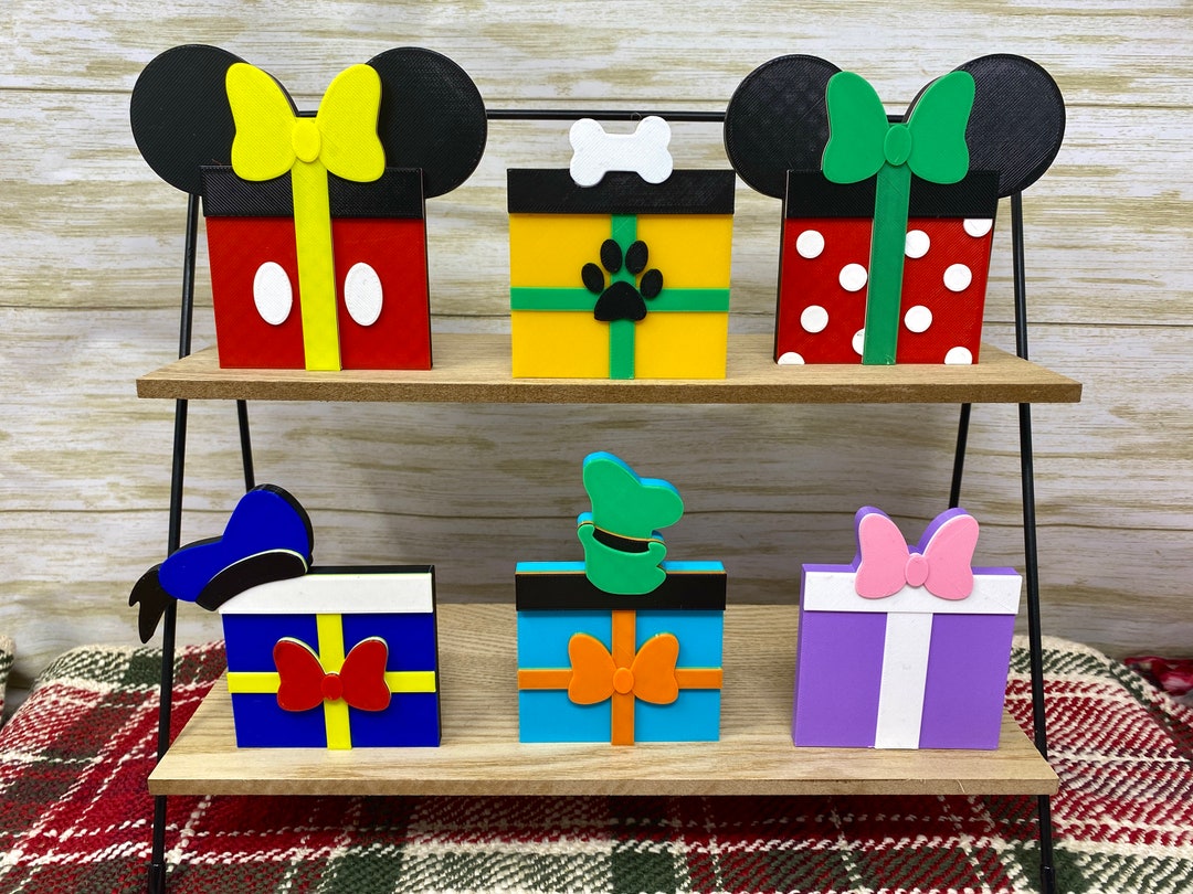 Mickey & Friends Christmas Presents Tray Trinket christmas Tiered Tray ...