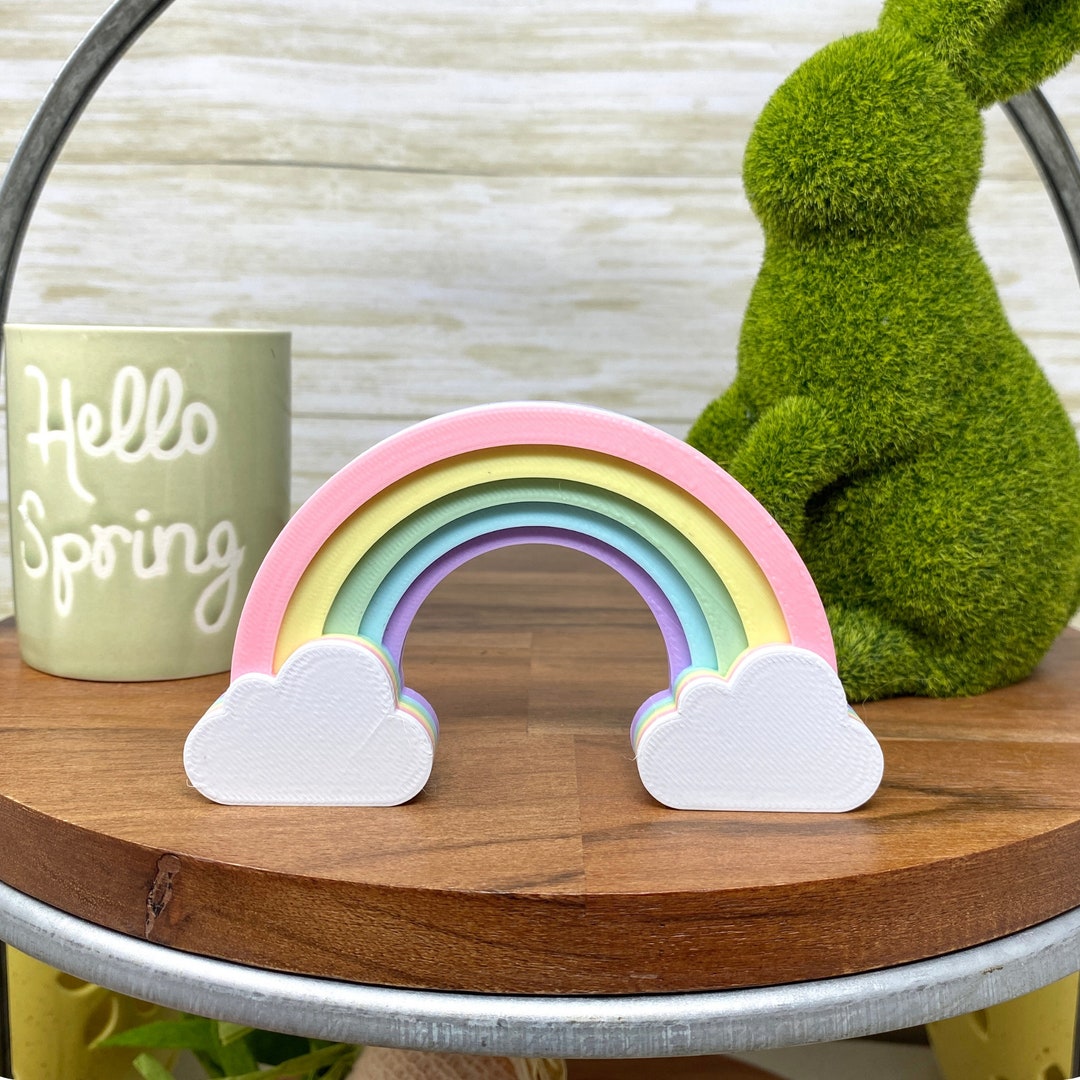 Pastel Rainbow Tiered Tray Decor | 3D Printed Spring Shelf Sitter - Etsy