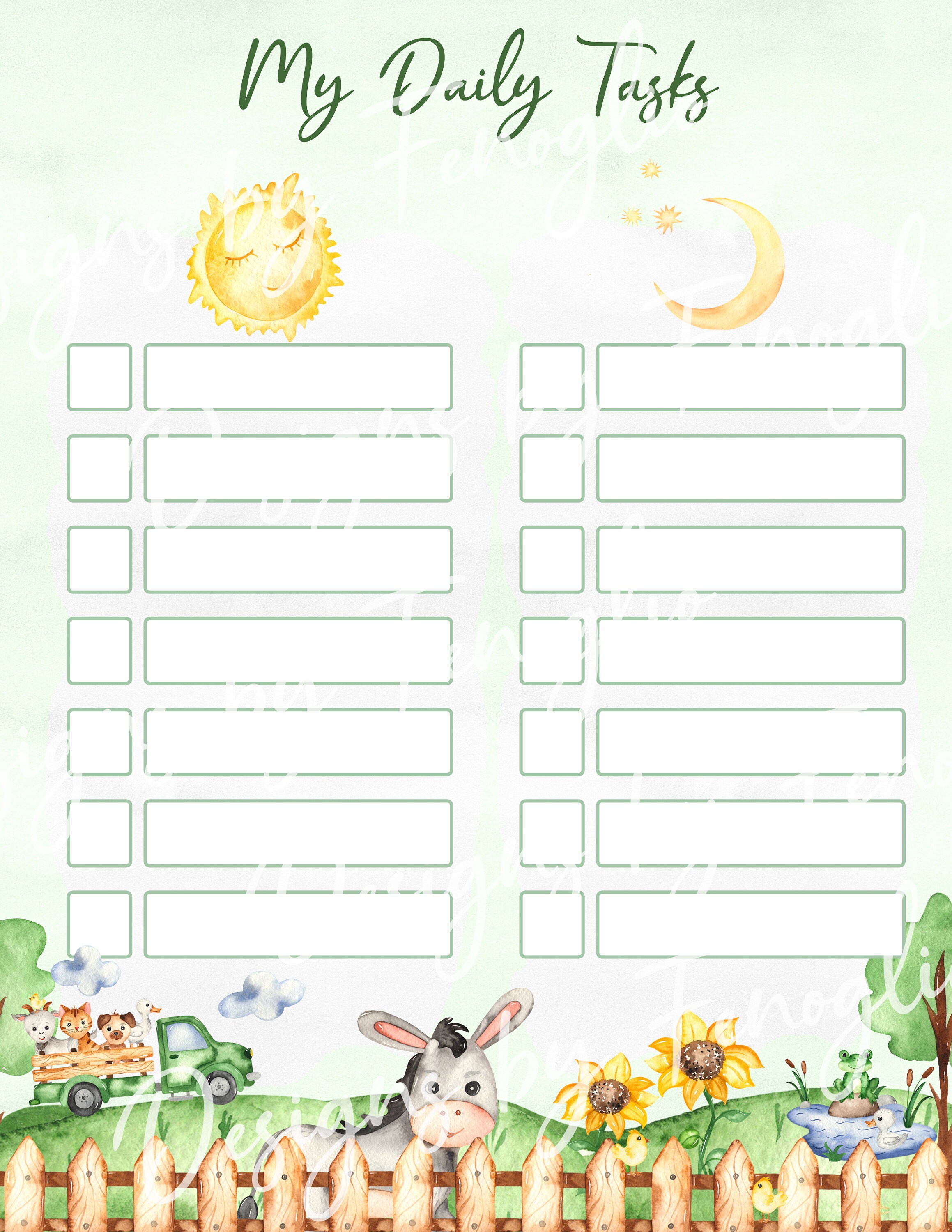 Kids Editable Daily Task/chore Chart - Etsy