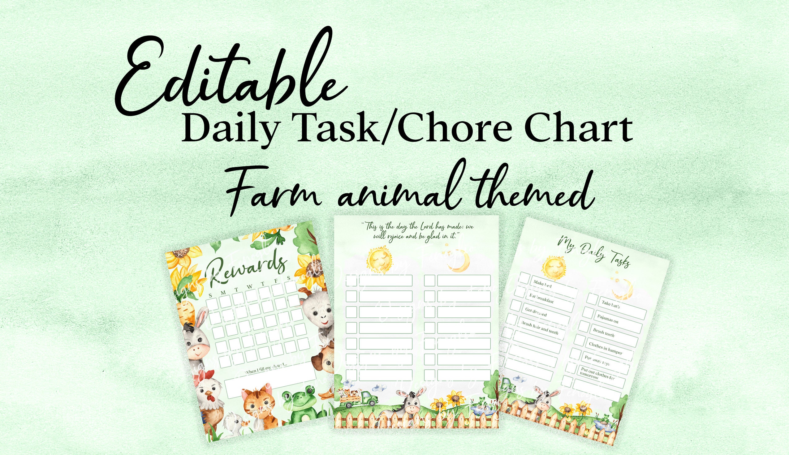 Kids Editable Daily Task/chore Chart - Etsy