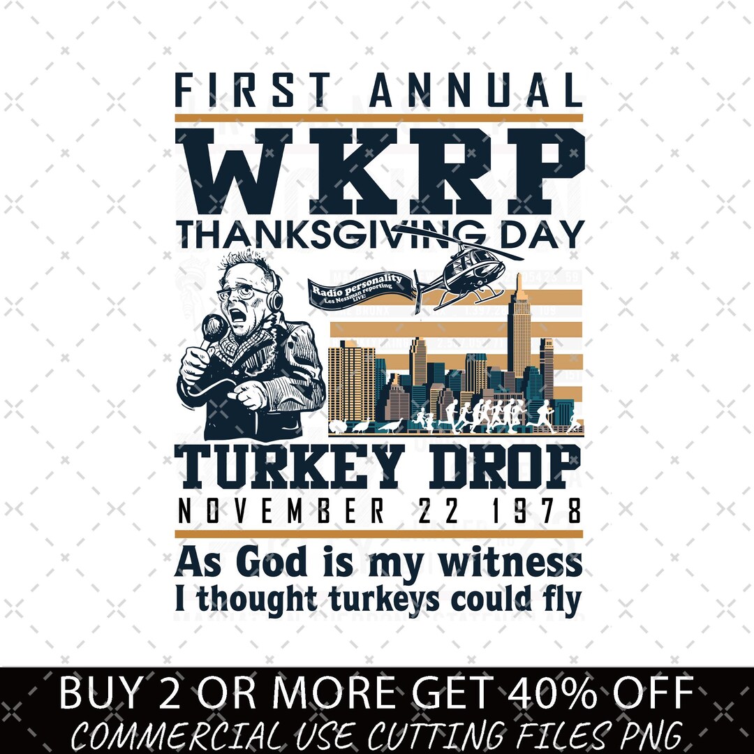 First Annual WKRP Thanksgiving Day Turkey Drop Les Nessman PNG, Funny ...