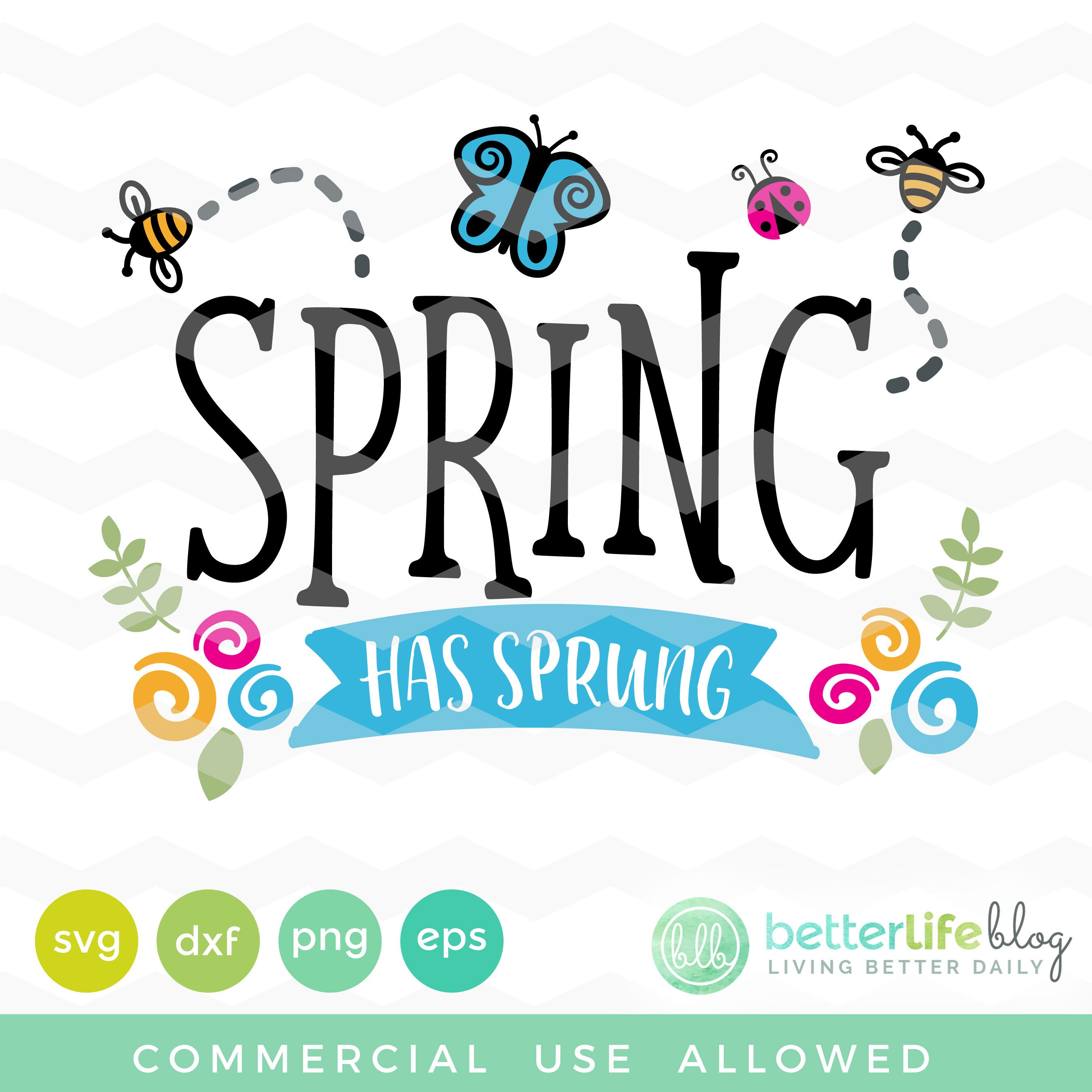 Spring Has Sprung Svg: Butterflies, Bees, Lady Bugs, DXF Silhouette ...