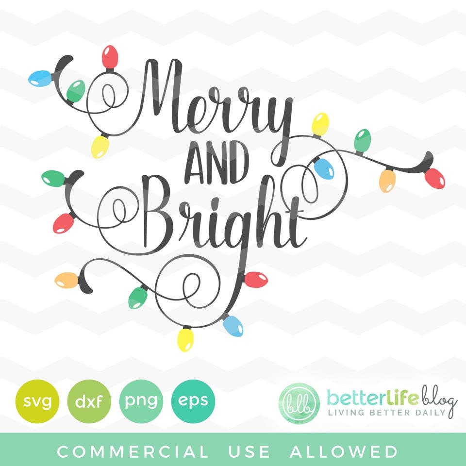 Merry and Bright SVG File: Christmas Lights Merry & Bright | Etsy