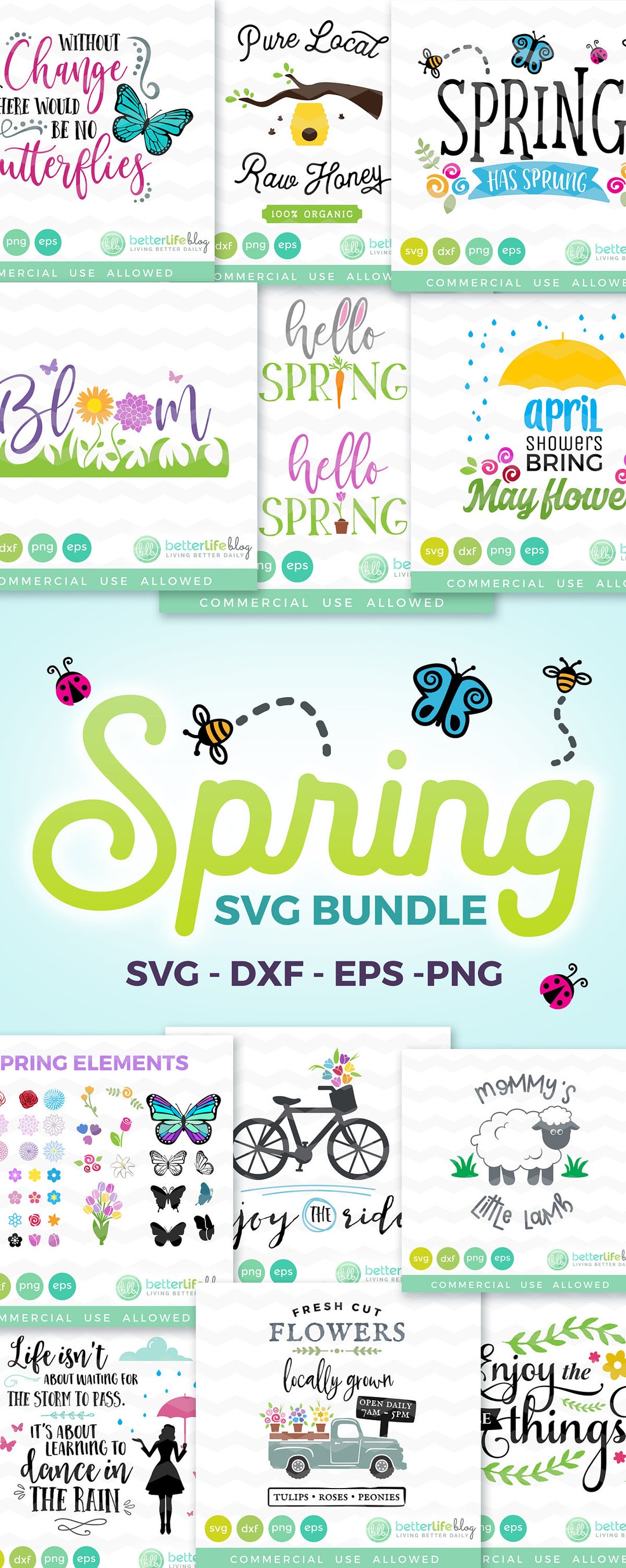 Spring SVG Bundle: Spring Svg, Flowers, Truck, Springtime, Butterflies ...
