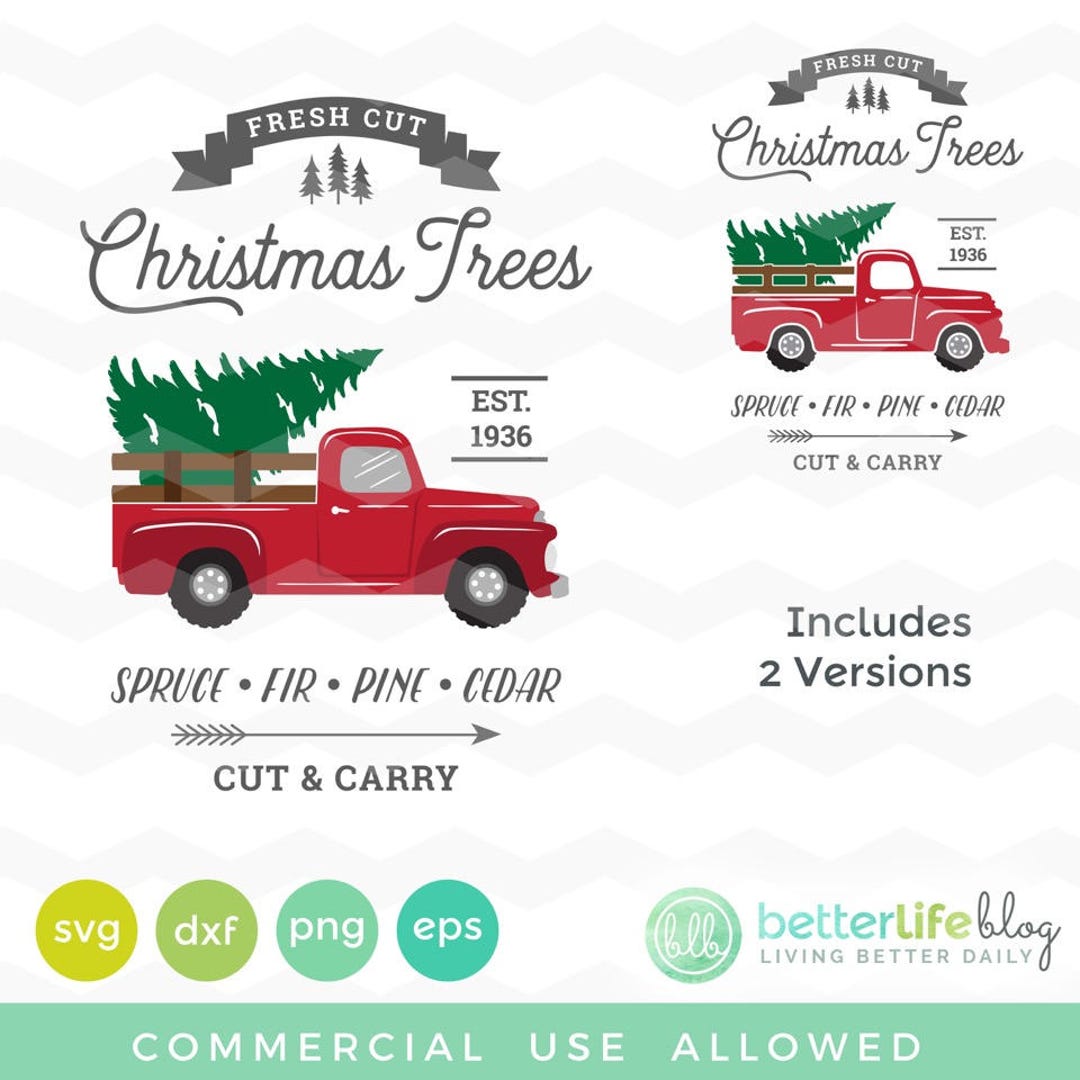 Christmas Tree Truck SVG File: Red Tree Truck Sign Svg File, Dxf ...