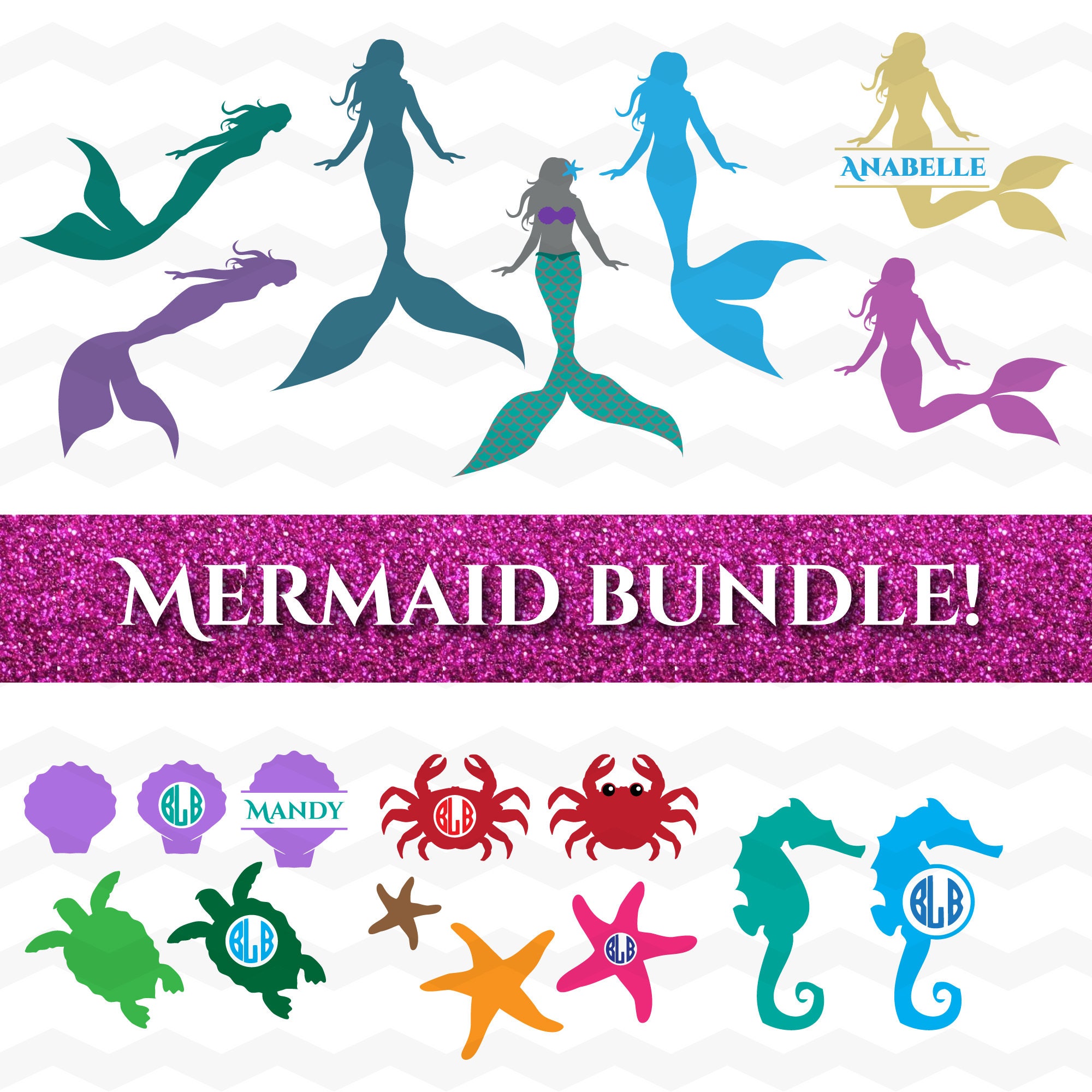 Mermaid SVG Bundle Mermaid Svg File Sand Creatures & - Etsy Canada