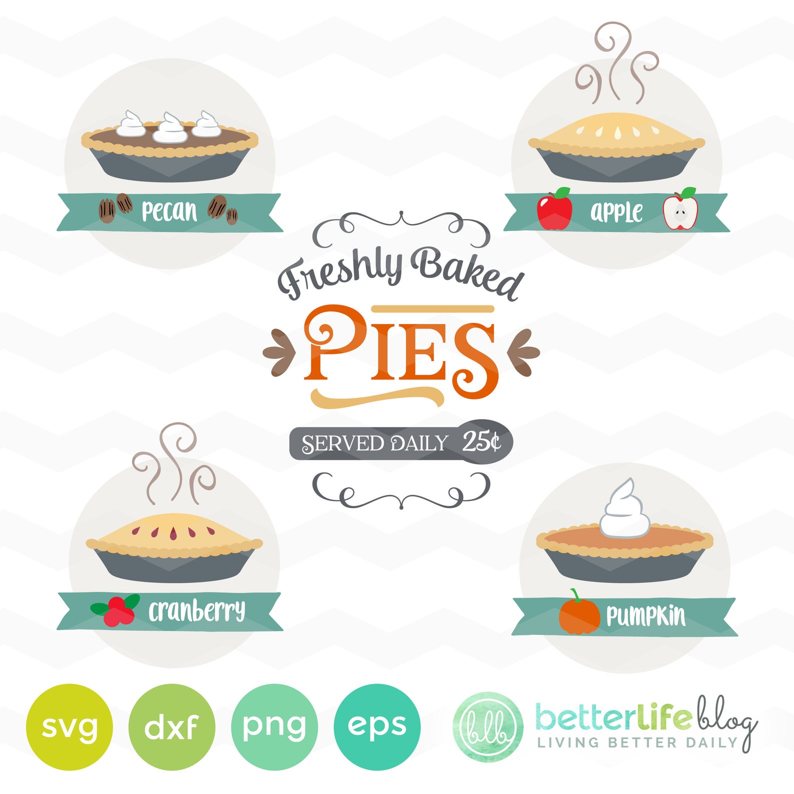 Freshly Baked Pies SVG File: Apple Pie Pumpkin Pie Pecan - Etsy