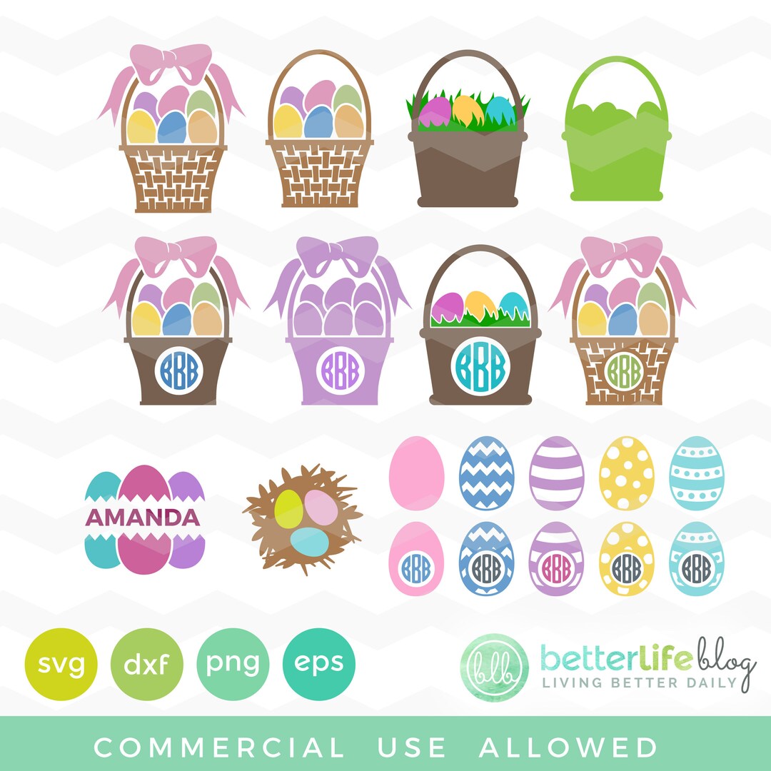 Easter Baskets Svg: Easter Eggs SVG File, DXF Silhouette Cameo, Cricut ...