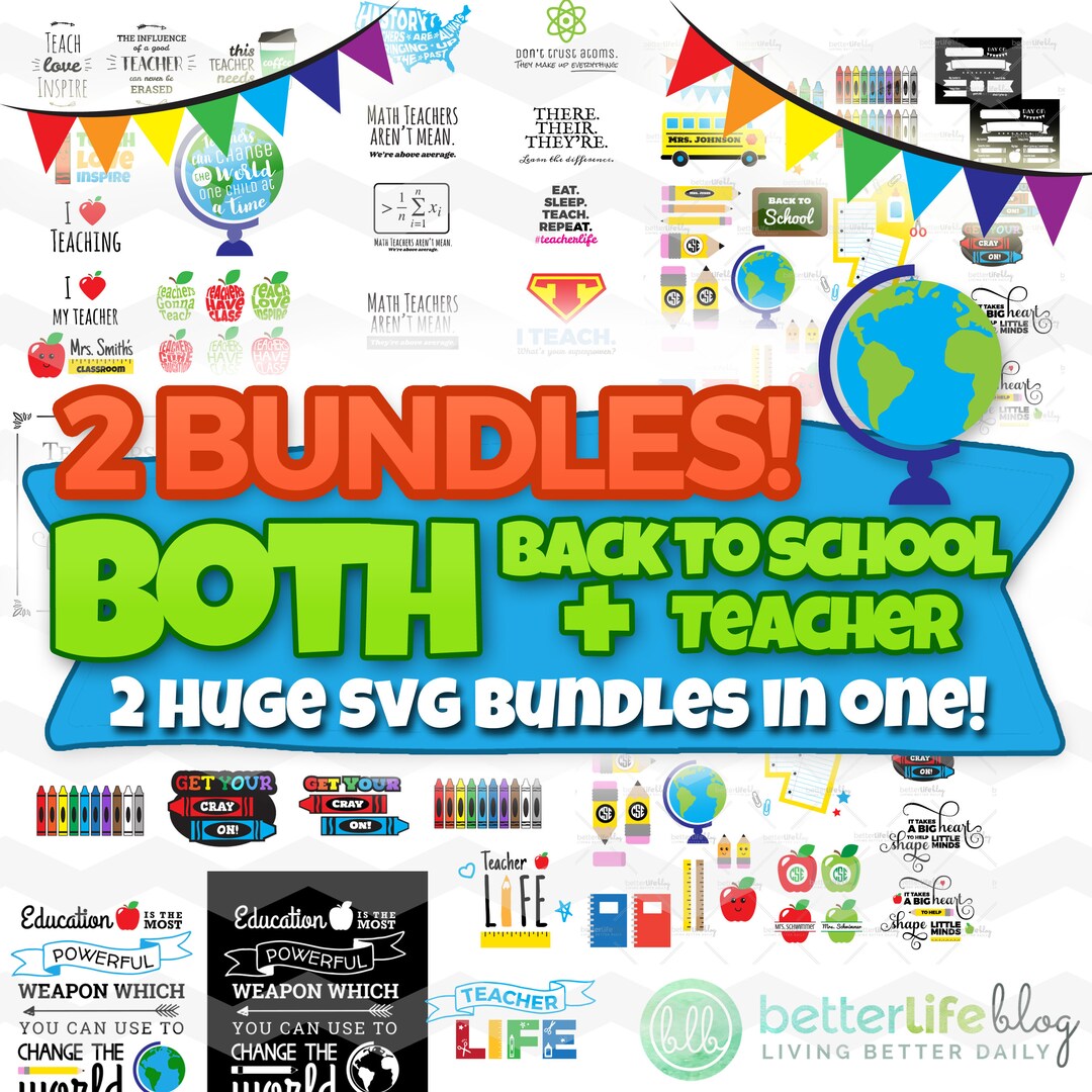 Back to School SVG Bundle & Teacher SVG Bundle: School Chalkboard Signs ...