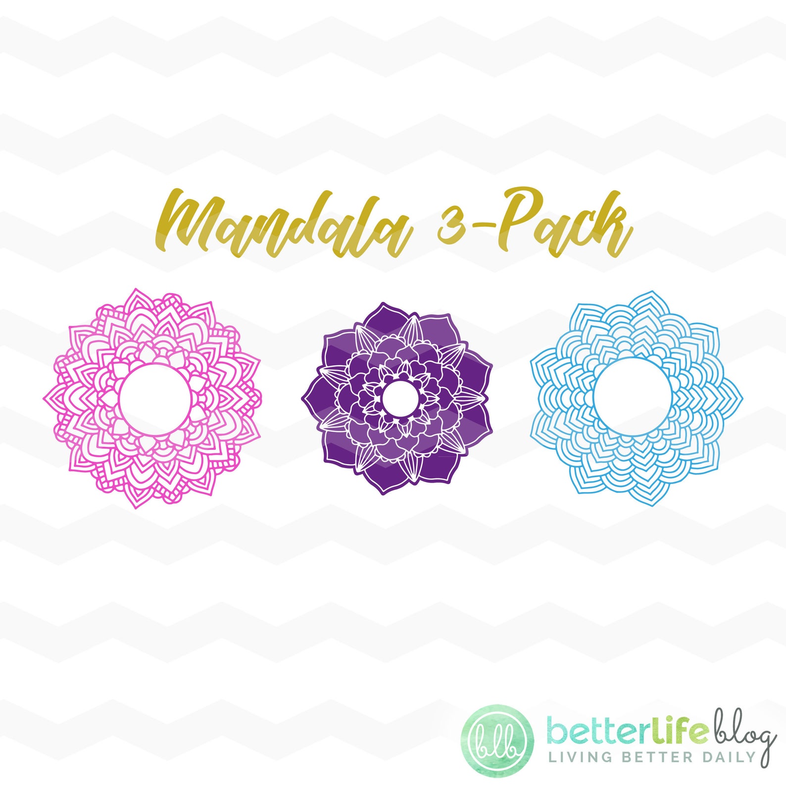 Mandala SVG File Mandalas Pack of 3 SVG files dxf Silhouette | Etsy