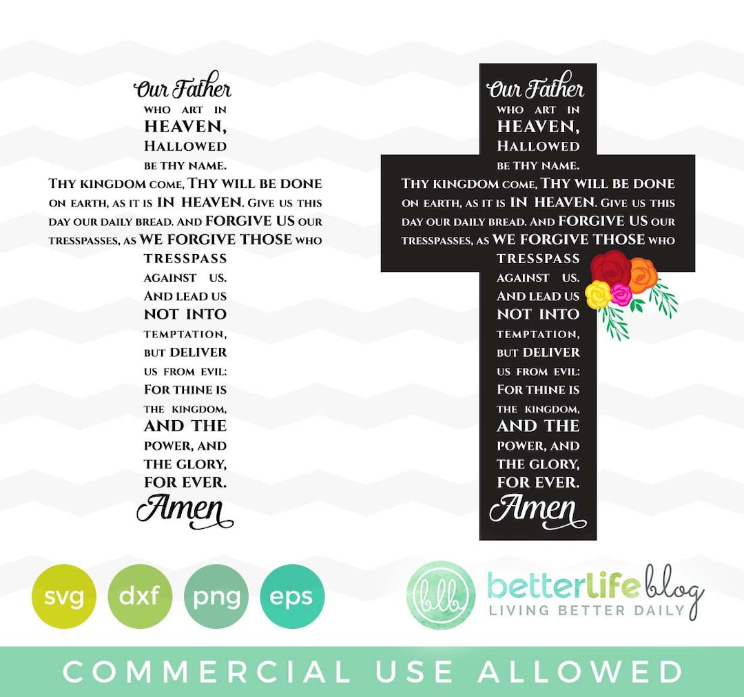 Lord's Prayer Cross Svg: Our Father in the Shape of a Cross SVG File ...