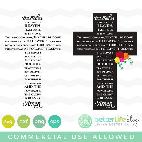 Lord's Prayer Cross Svg: Our Father in the Shape of a - Etsy