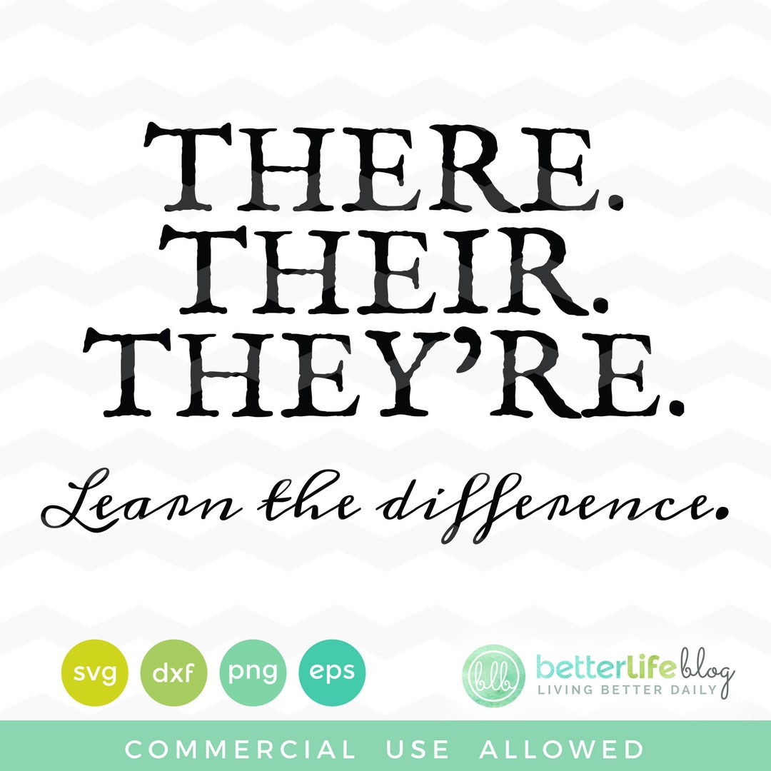 There Their They're, Learn the Difference SVG File: Teachers Gifts SVG ...