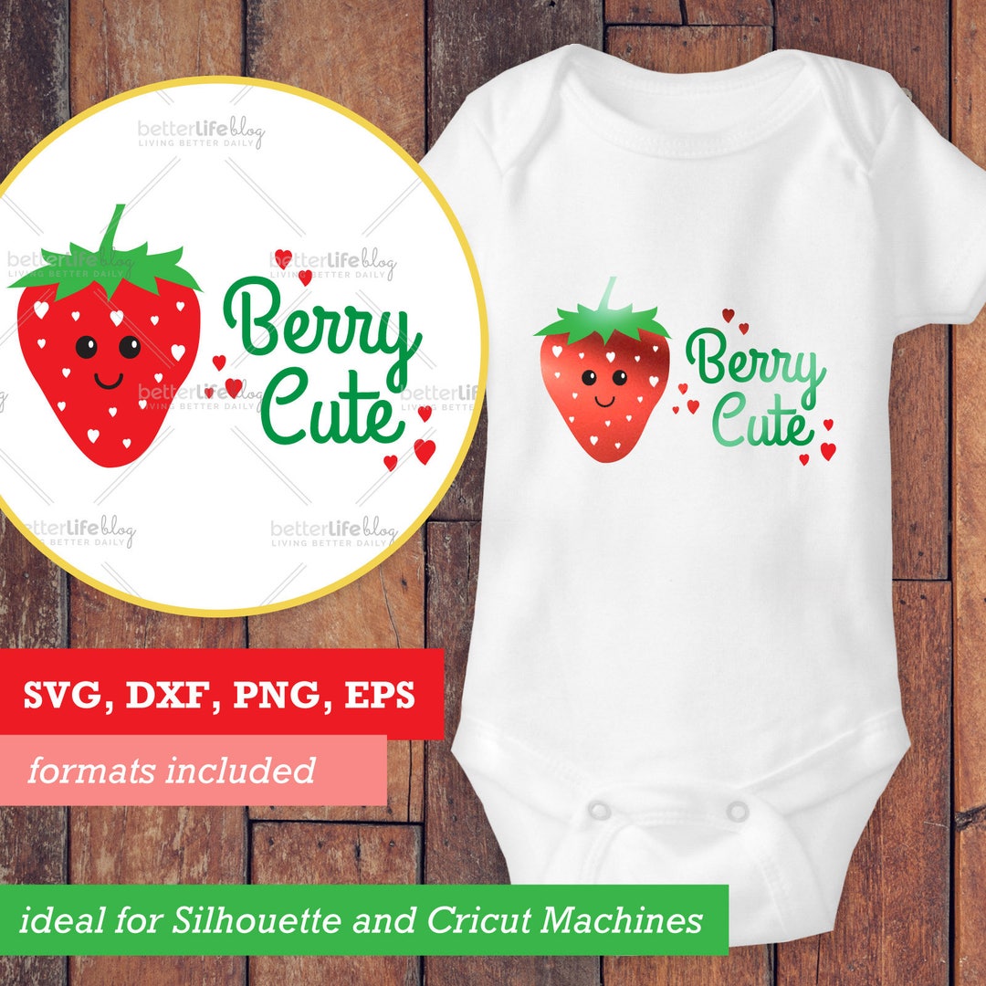 Strawberry SVG Berry Cute DXF for Silhouette Cameo Cricut Explore - Etsy