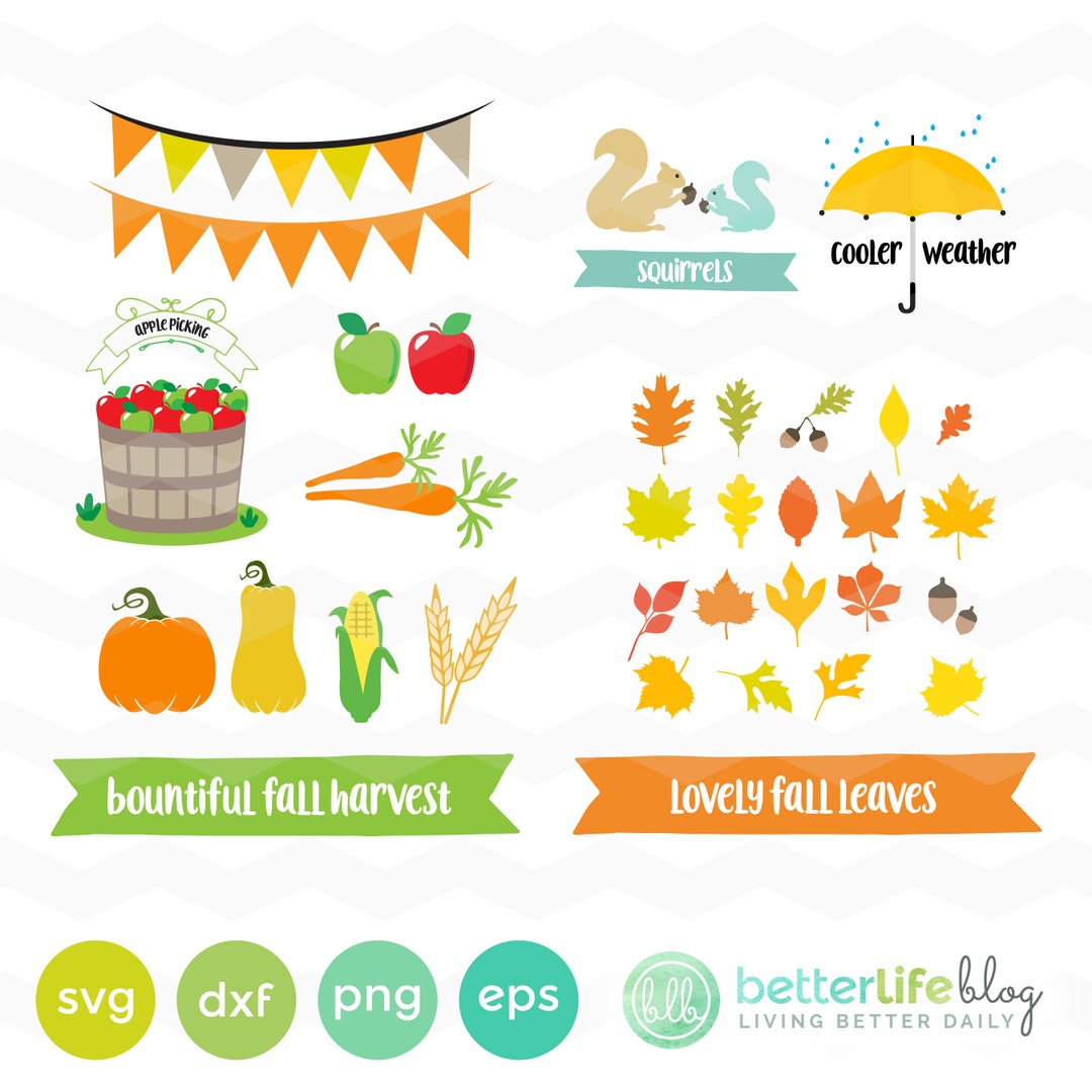 Fall Harvest SVG File: Fall Leaves SVG File, Autumn Dxf, Cute Apples ...