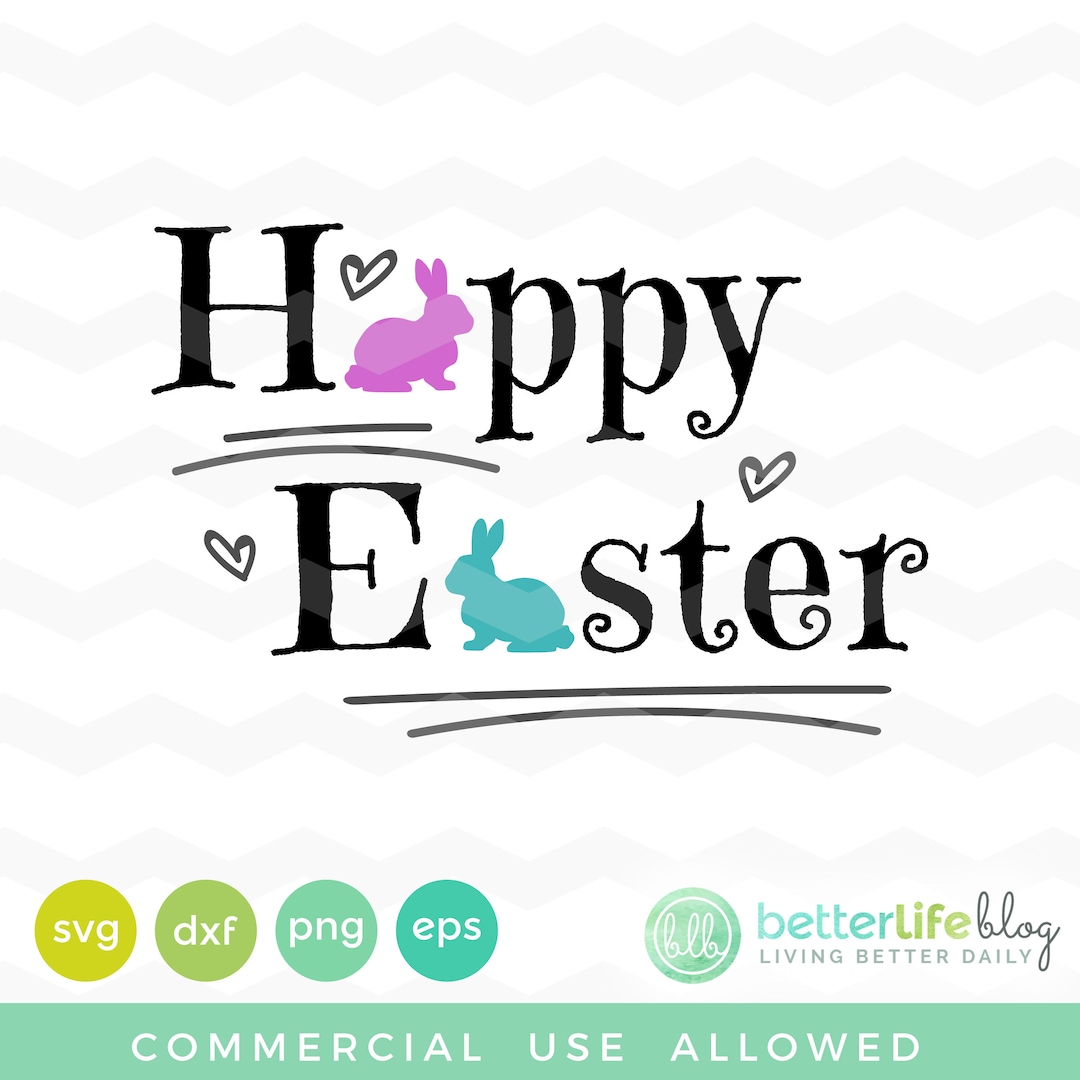 Happy Easter Svg: Happy Easter Bunny SVG File, DXF Silhouette Cameo ...