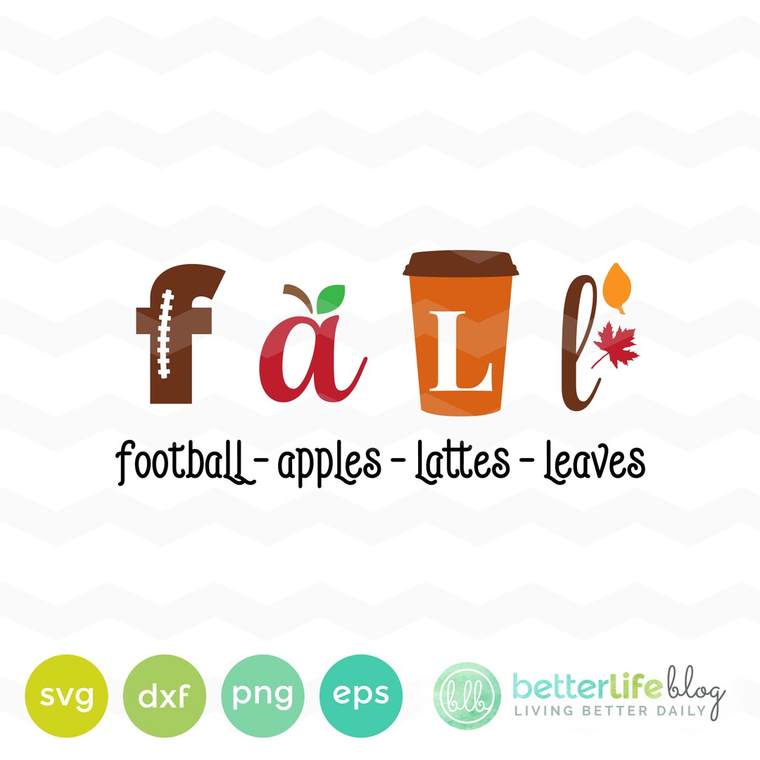 Fall SVG File: Fall SVG Football Apples Leaves Lattes Svg File, Autumn ...