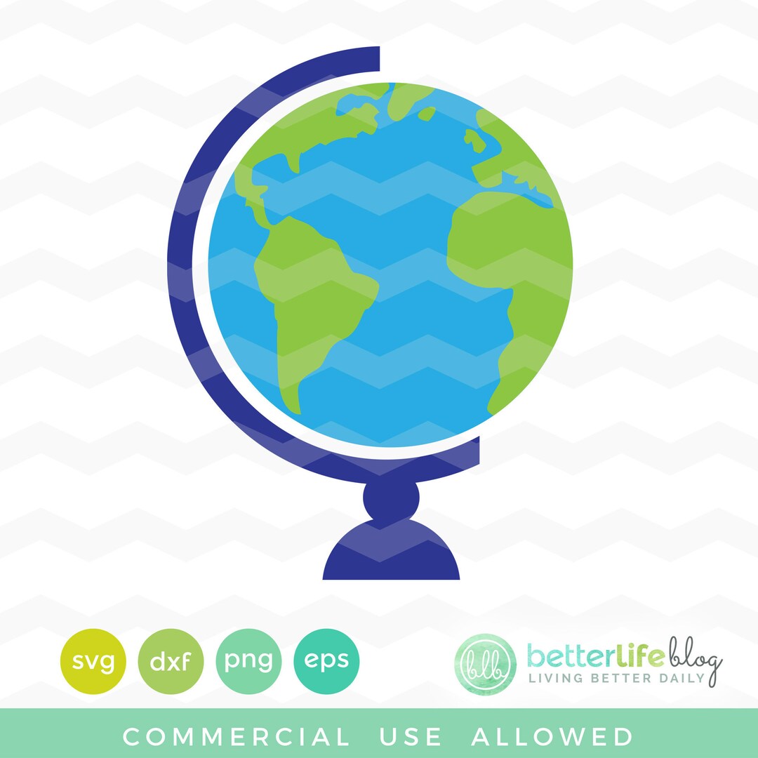Globe SVG File: Back to School SVG, DXF Silhouette Cameo, Cricut ...