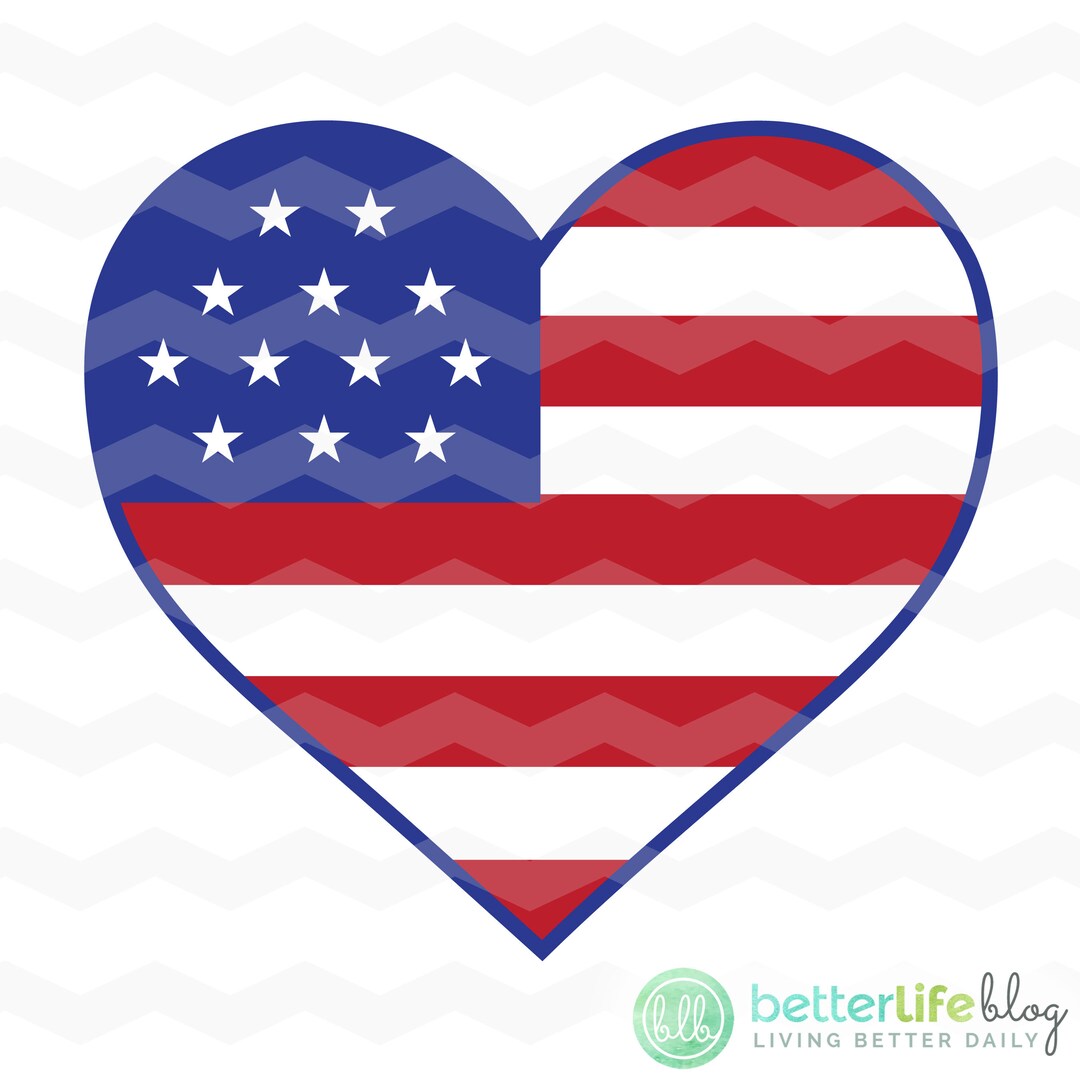 Flag Heart SVG File American Flag SVG USA Heart Dxf Silhouette Cameo ...