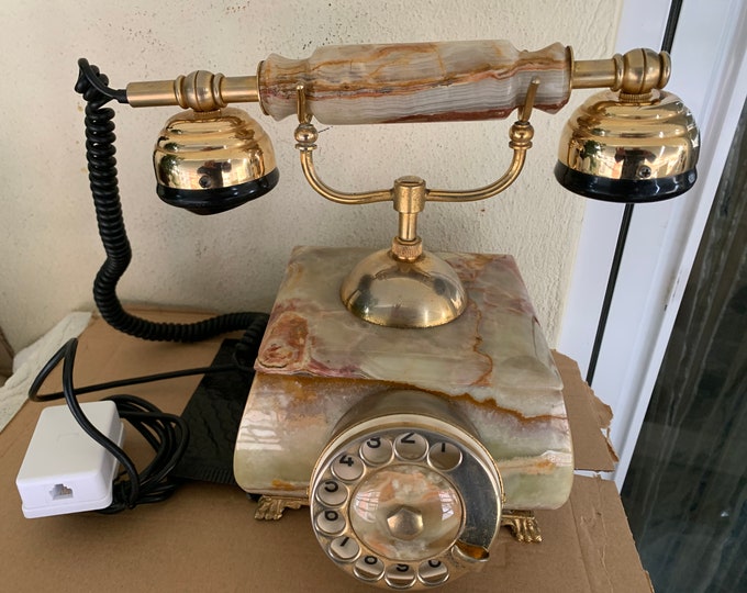 Vintage Antique Onyx- Marble - Rotary Dial Telephone - Etsy