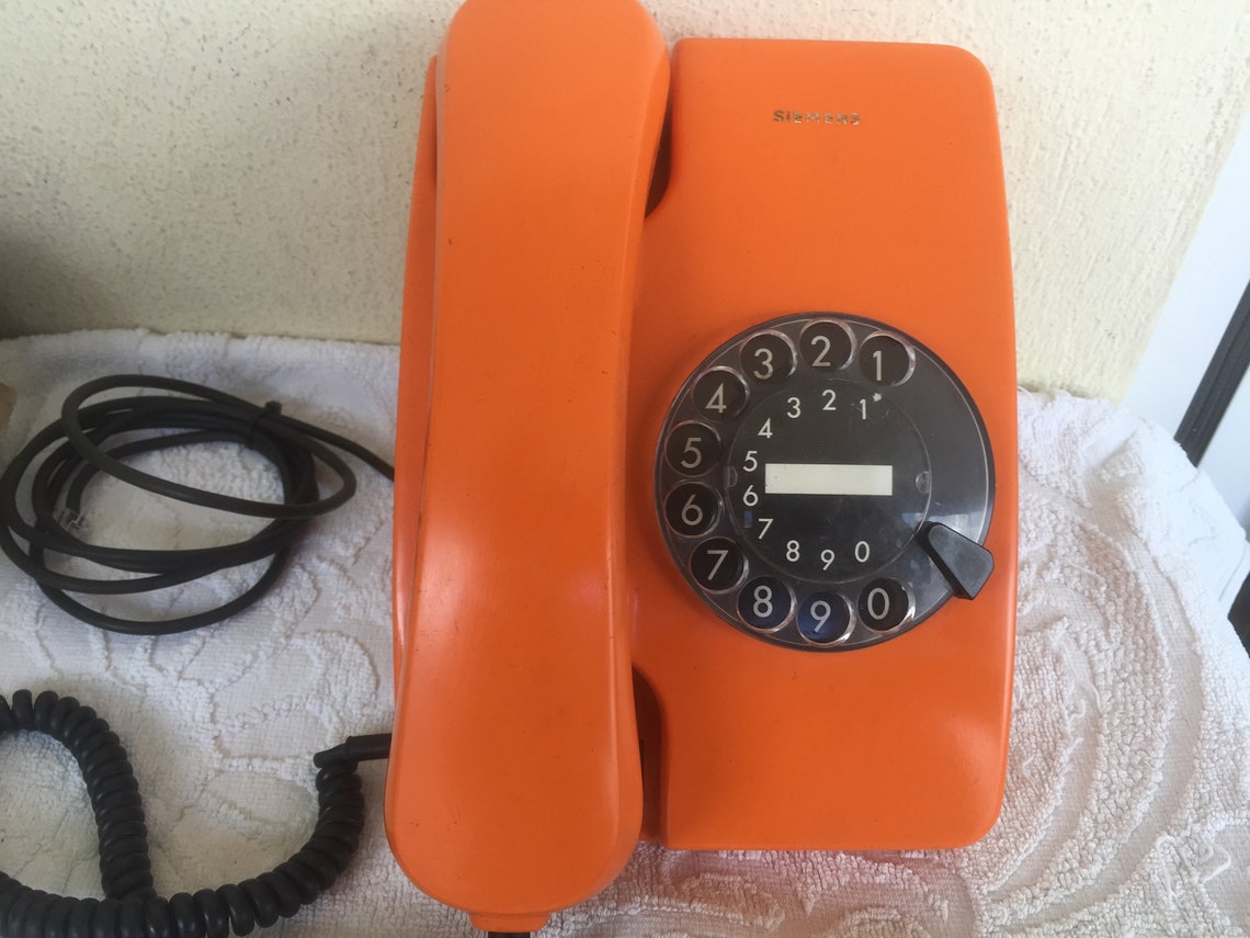 Vintage Rotary Dial Telephone Siemens orange Color - Etsy