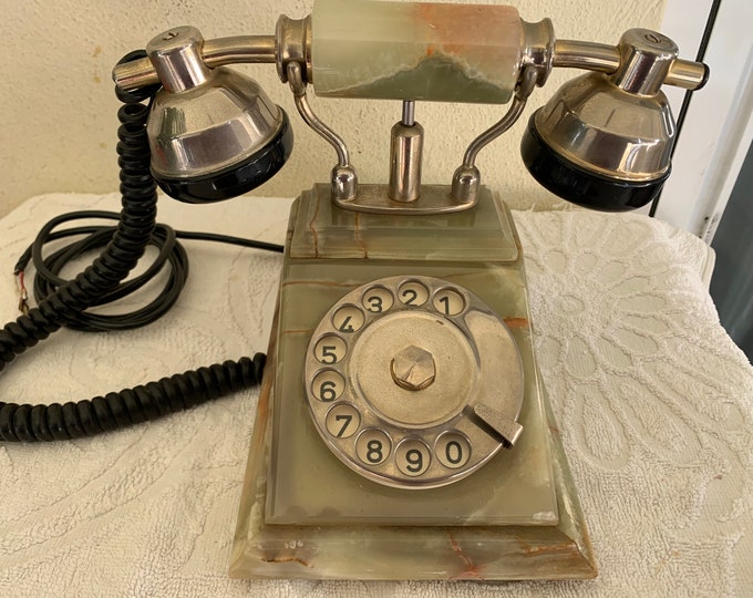 Vintage Antique Onyx Marble Rotary Dial Table Telephone - Etsy
