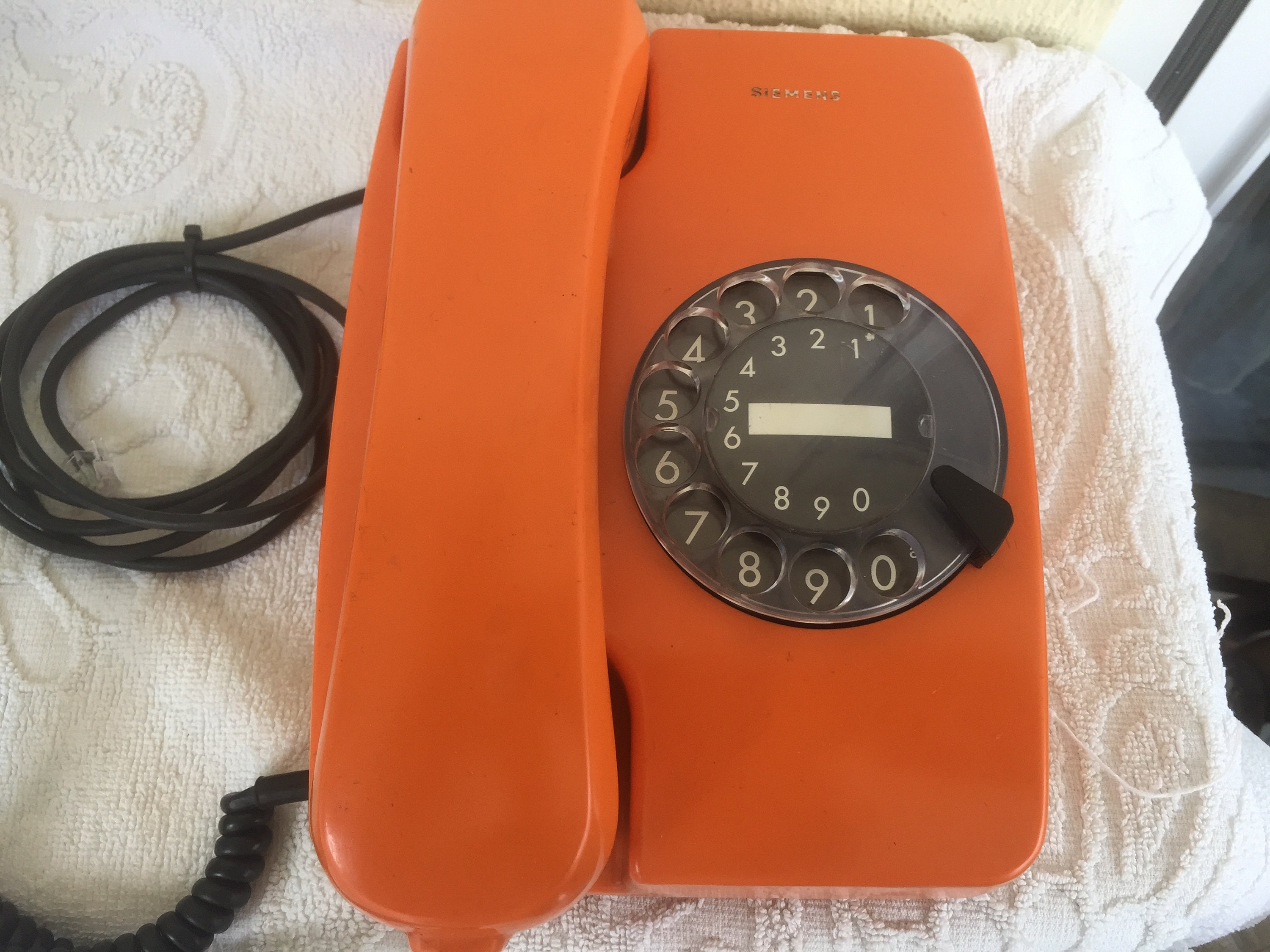 Vintage Rotary Dial Telephone Siemens orange Color - Etsy