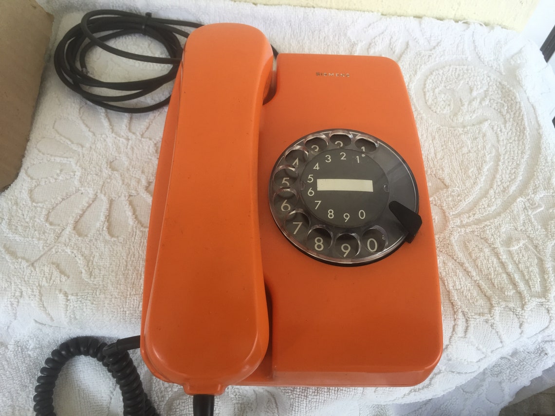 Vintage Rotary Dial Telephone Siemens orange Color - Etsy